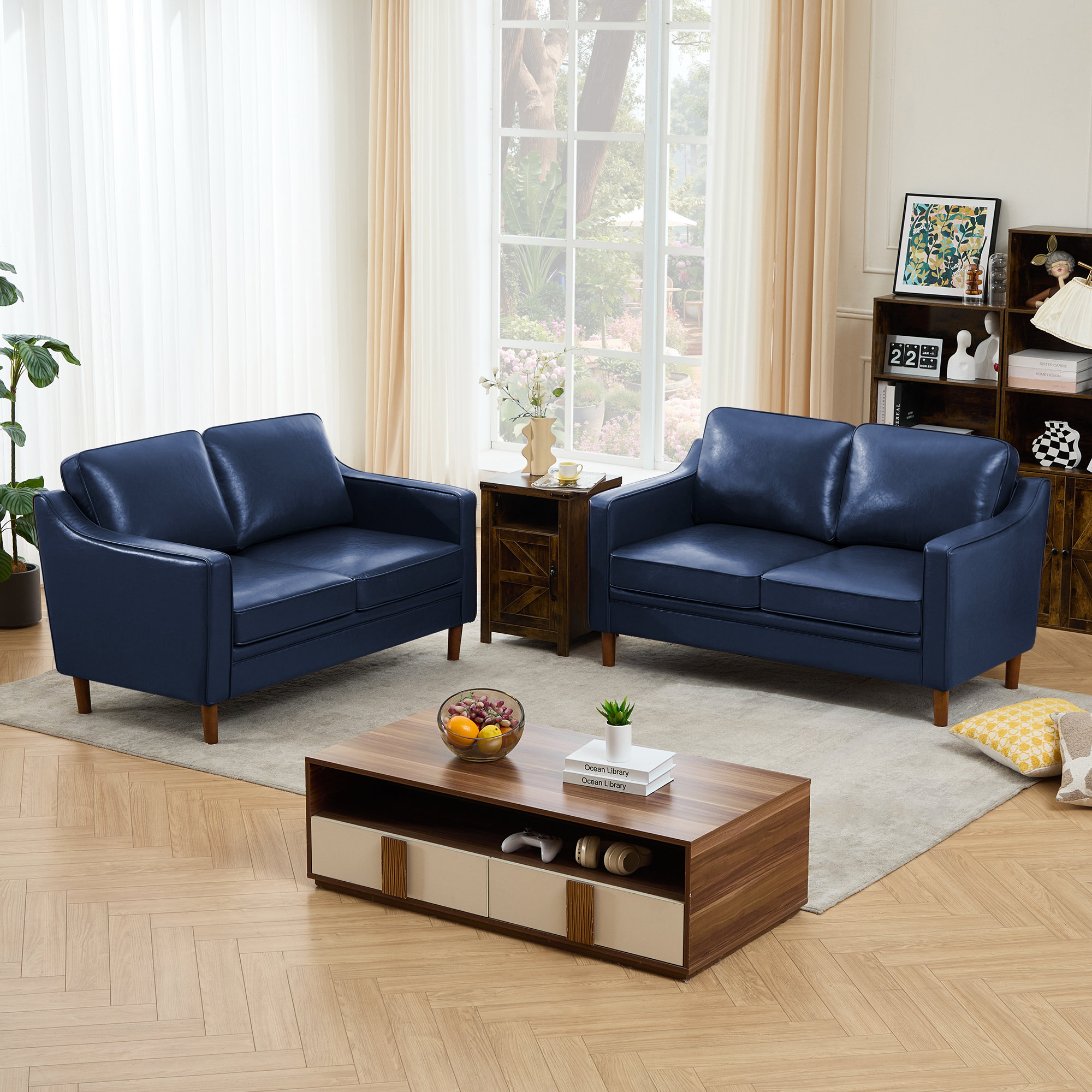 Ebern Designs Christofor Faux Leather Living Room Loveseat(Set Of 2 ...