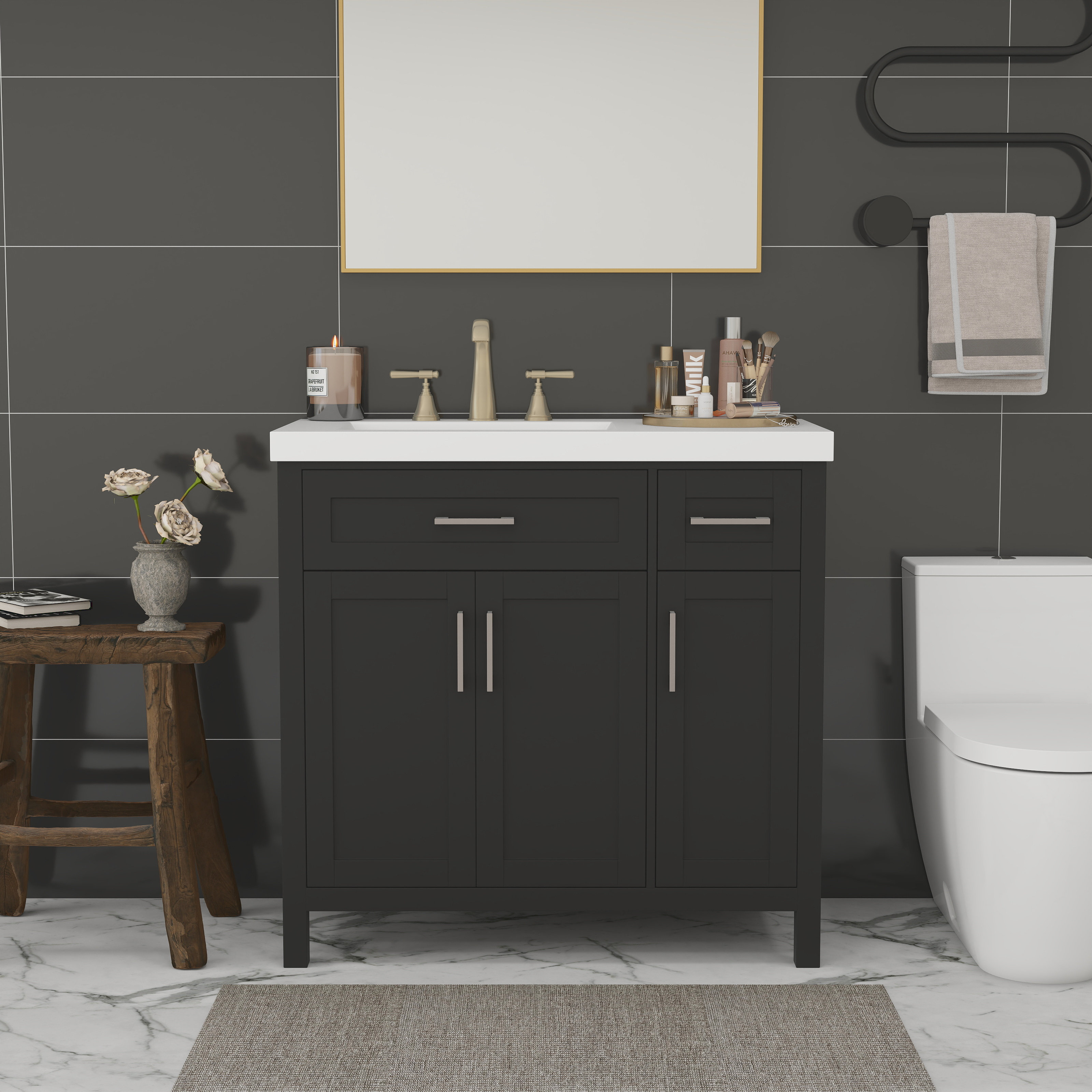 Ebern Designs Quantiana 35.8 Single Bathroom Vanity with Top | Wayfair