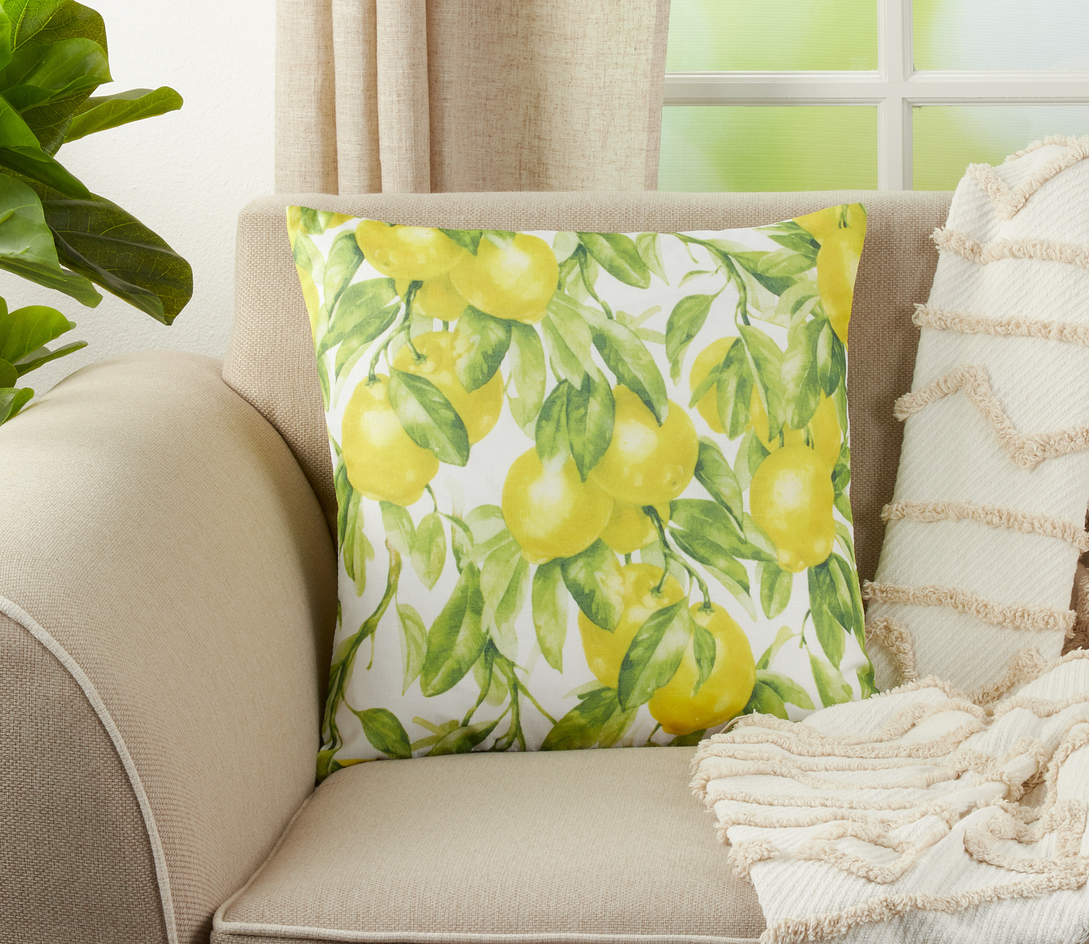 Saro Lemon Print Throw Pillow | Wayfair