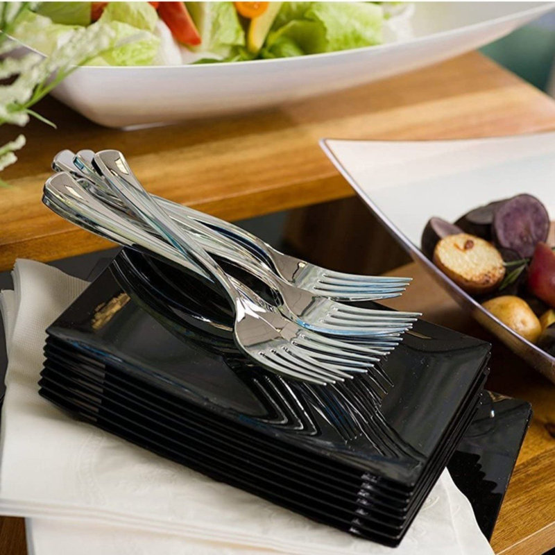 Nicole Fantini Extra Heavyweight Disposable Plastic Flatware Combo Set ...