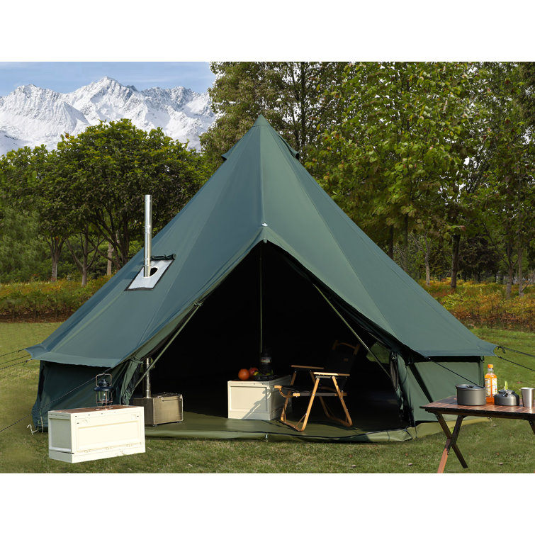Arlmont & Co. Kylynne Canvas Bell Glamping Yurt Bell Tent with Roof ...