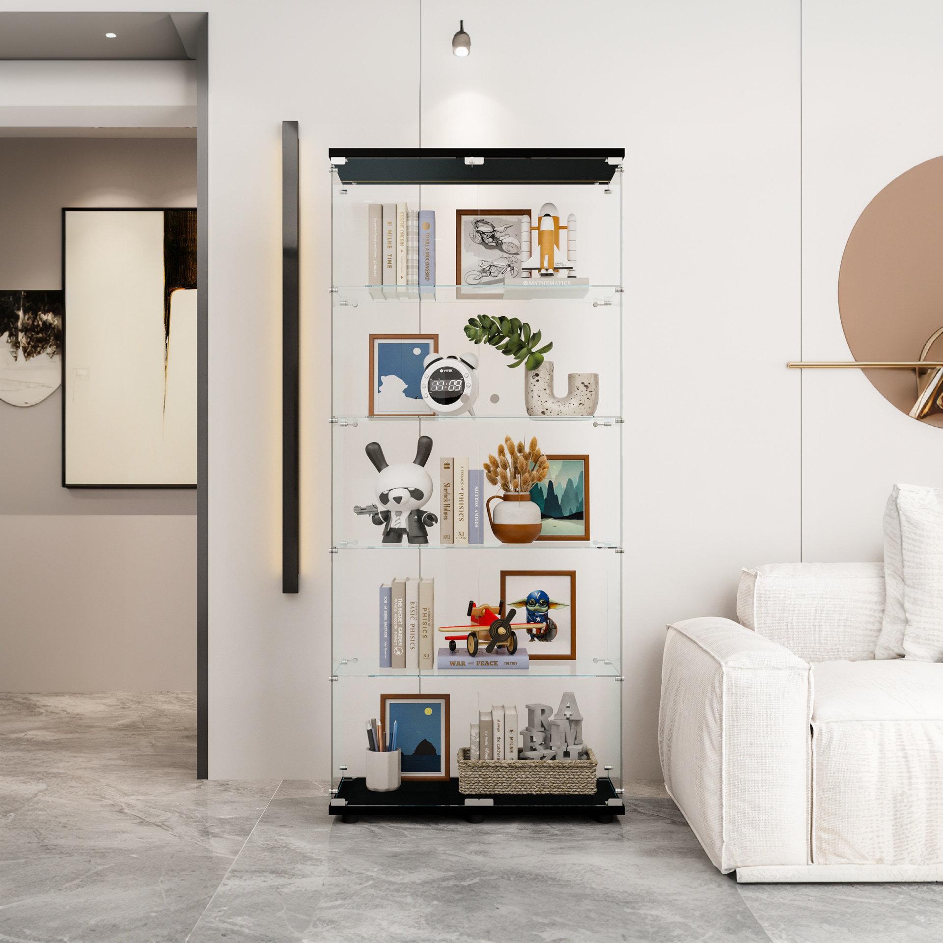 Brayden Studio Cija Display Bookcase,Curio Cabinet with 5 Shelves ...