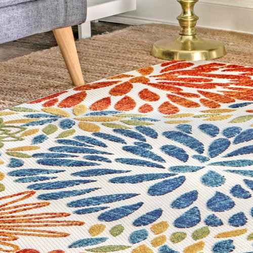Blue Elephant Weyland Blue/Orange/White Indoor/Outdoor Rug & Reviews ...