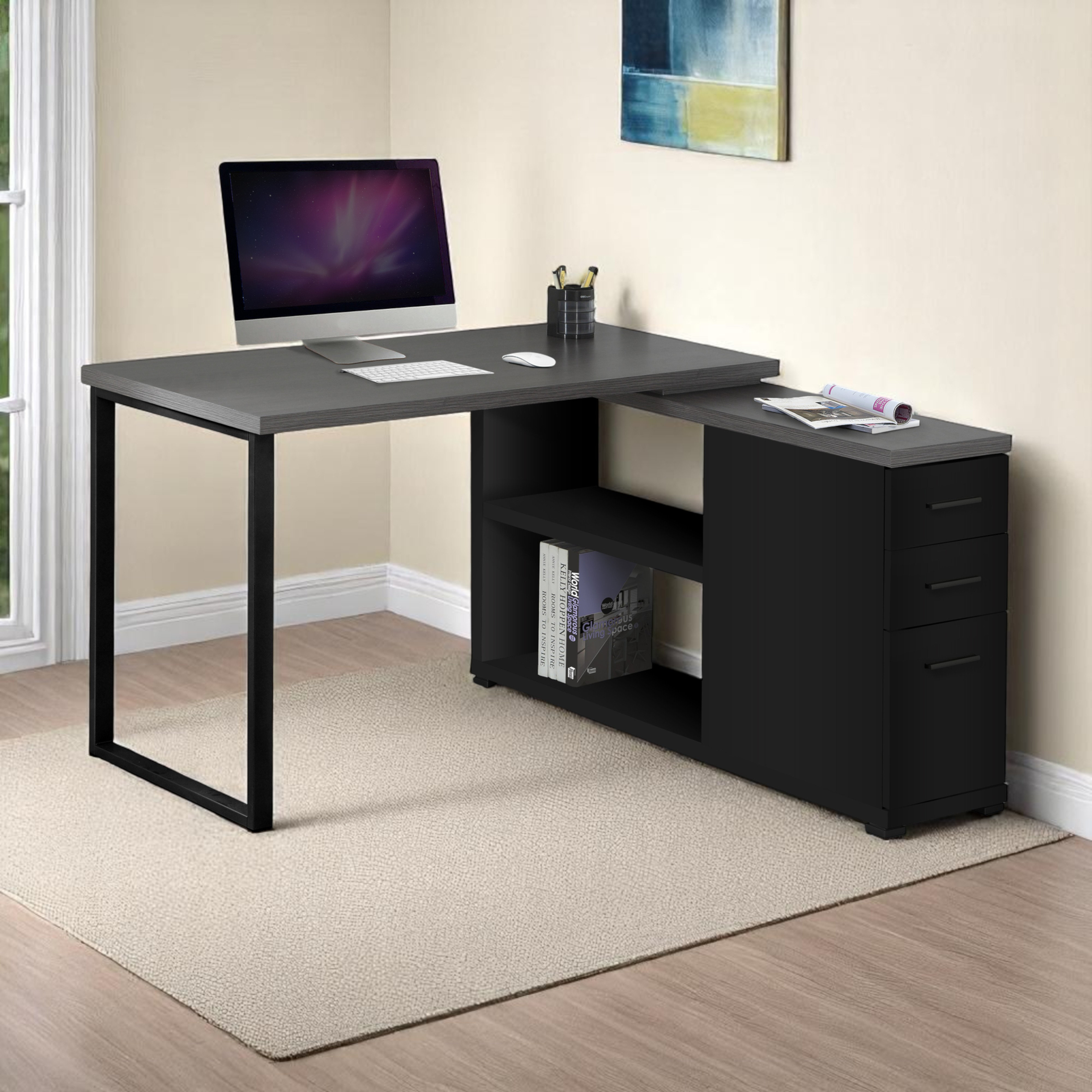 Corrigan Studio® Hirst Corner L Shape Modern Computer Desk | Wayfair