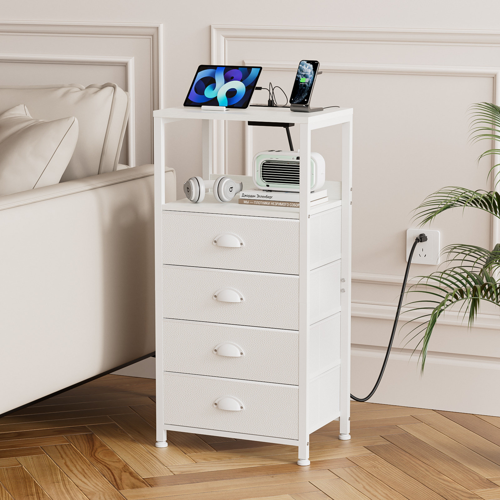 Ebern Designs Nightstand with Charging Station & Voice Control Night ...