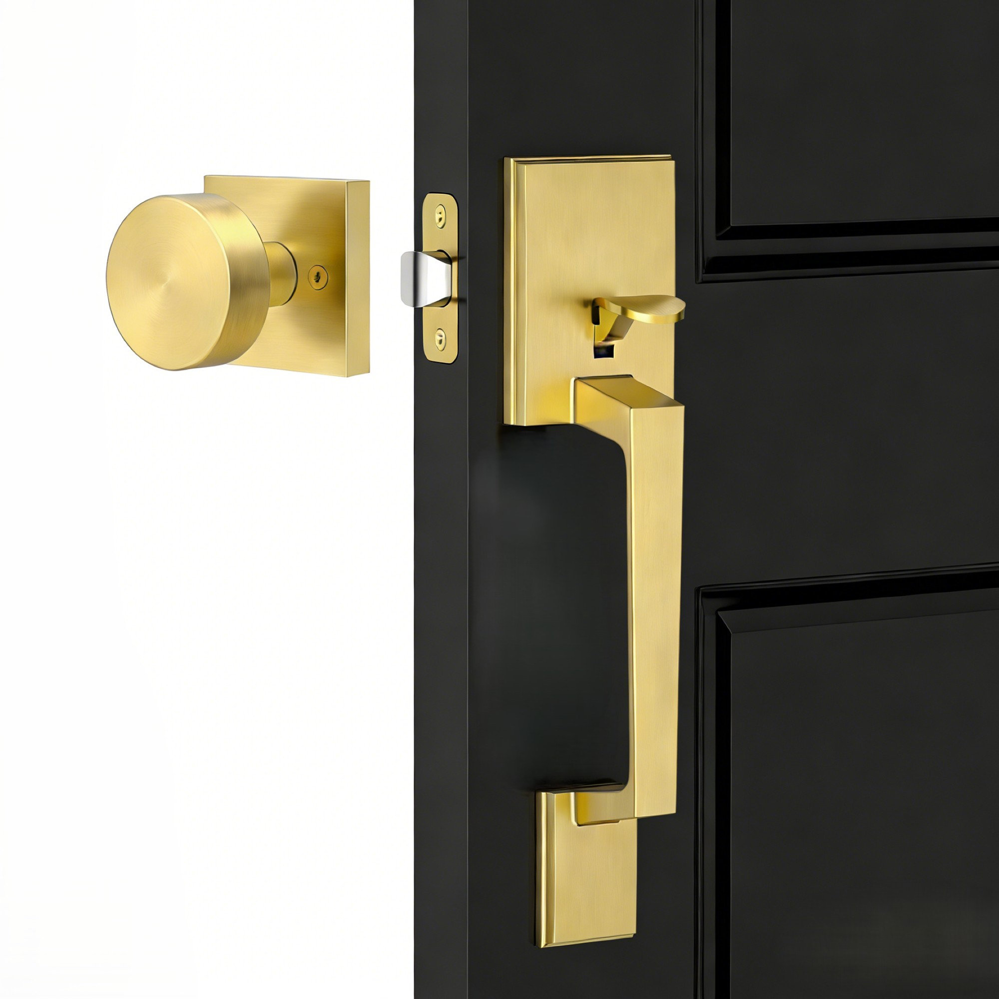 coolnews Single-Sided Handleset with Metal Round Knob (Deadbolt ...