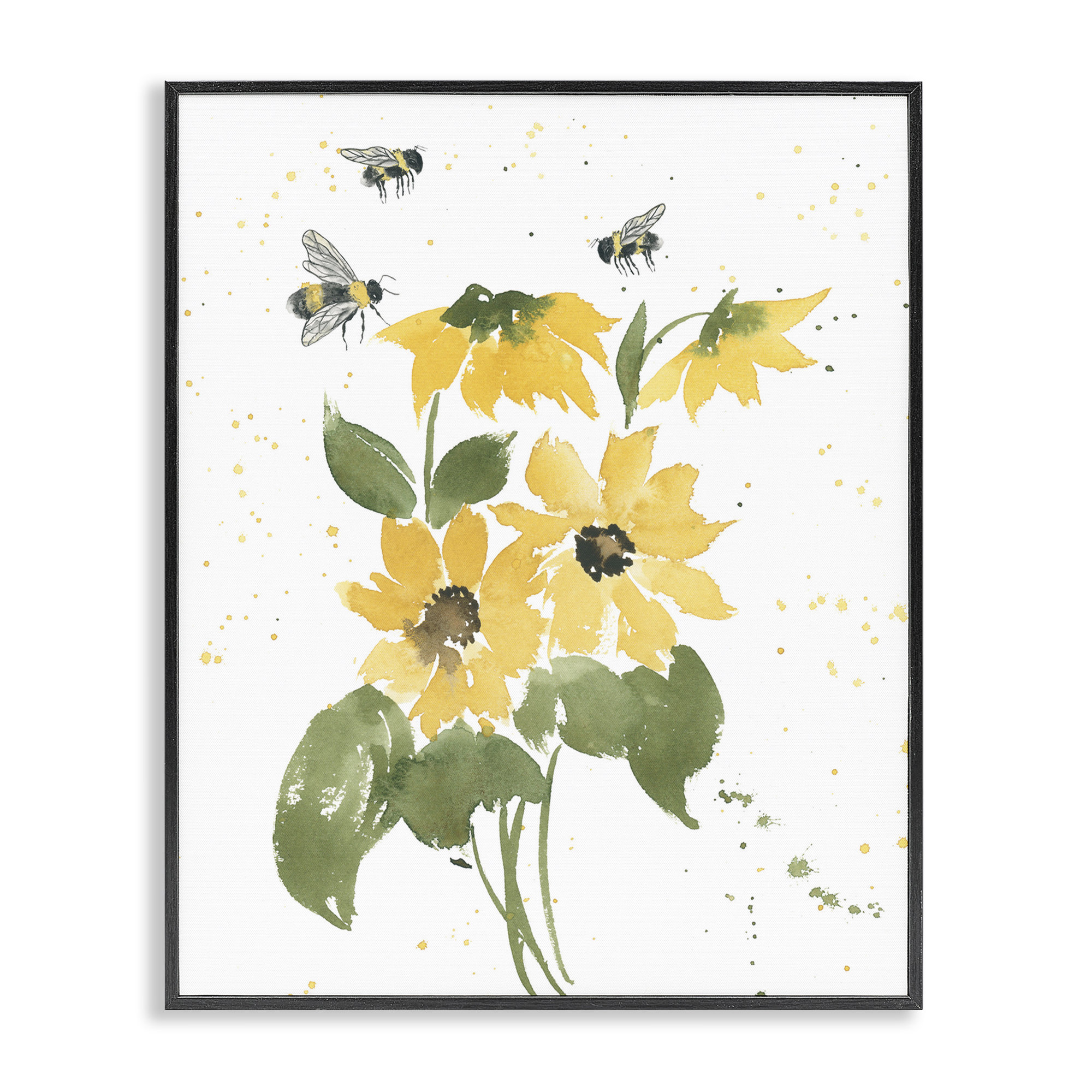 Stupell Industries Bumble Bees & Daisies Framed Giclee Art by Lucille ...