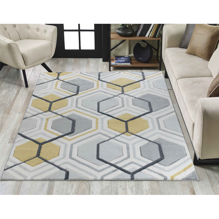 17 Stories Autym Geometric Machine Woven Grey Area Rug | Wayfair.ie