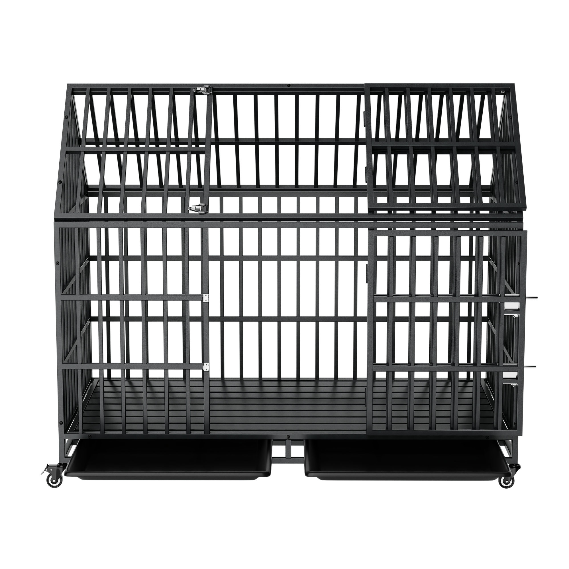 17 Stories 52 Inches Dog Crate With Functional Roof Sub - Piece, Iron ...