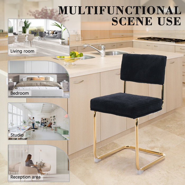 Everly Quinn Meikel Artificial Fur Upholstered Dining Chair | Wayfair