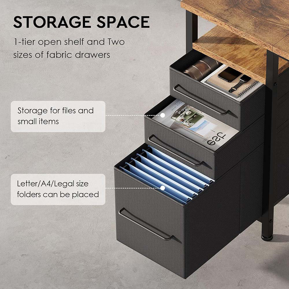 17 Stories Small Desk With Drawers, 40 Inch Computer Desk With Shelves ...