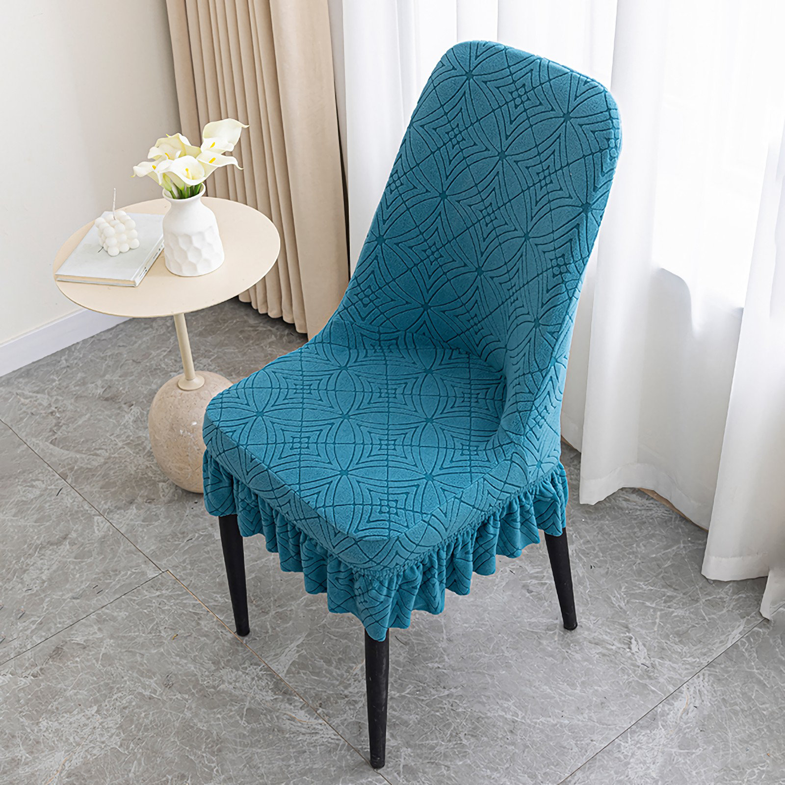 Red Barrel Studio® Teal Geometric Textured Polyester Dining Chair ...