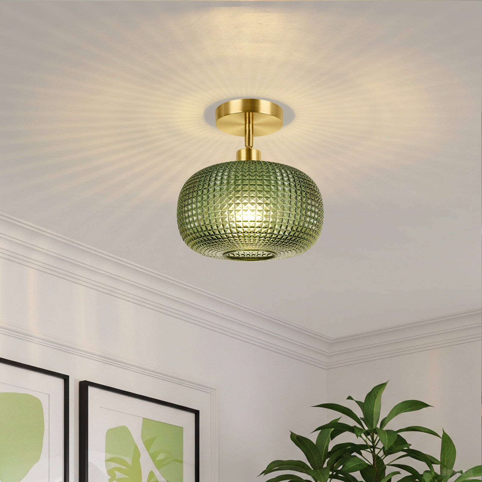 MFYJ Semi Flush Mount Ceiling Light, Adjustable Hanging Gold Sloped ...