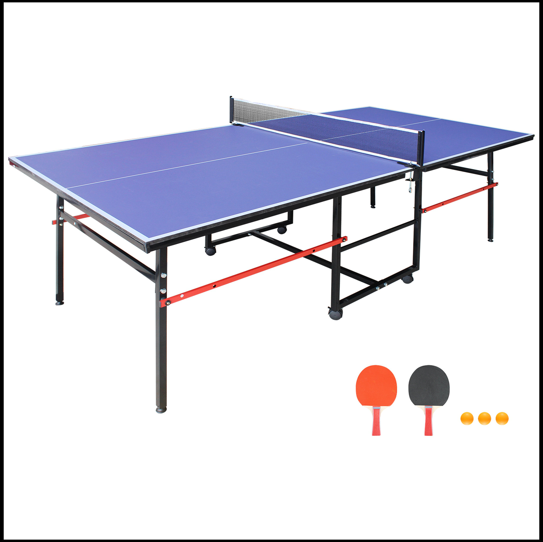 Latitude Run® 8ft Mid-Size Table Tennis Table Foldable & Portable Ping ...