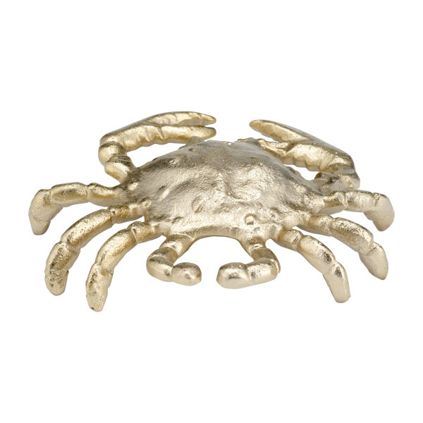 Mercer41 7" Metal Crab Sculpture Contemporary Champagne Gold Decorative ...