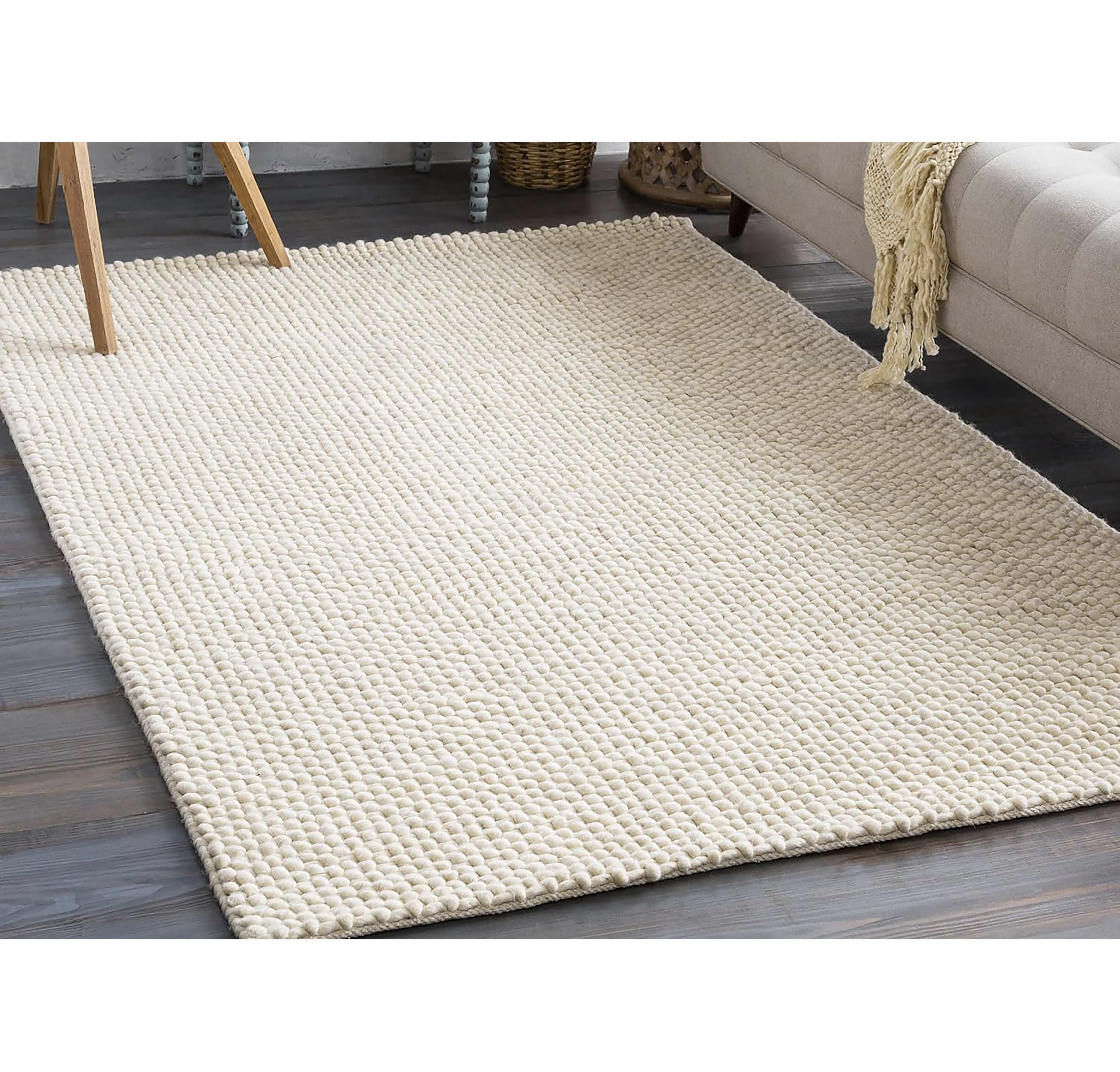 Rosecliff Heights Rectangle Cailley Solid Color Hand-Knotted Wool Area ...