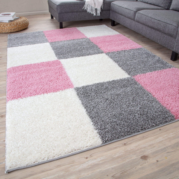 THE RUGS Myshaggy Collection Rugs Geometric Design in Pink & Reviews ...