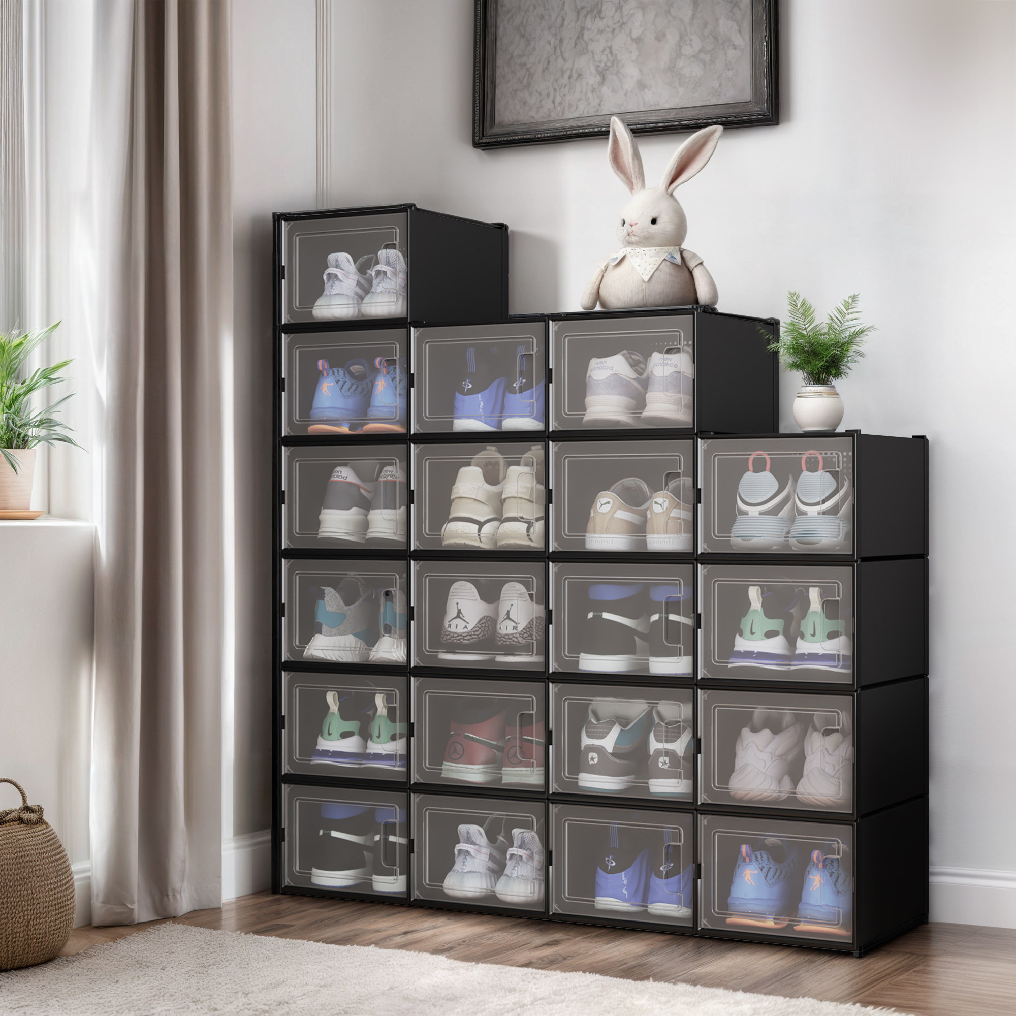 Rebrilliant 20 Pair Stackable Shoe Storage Box | Wayfair