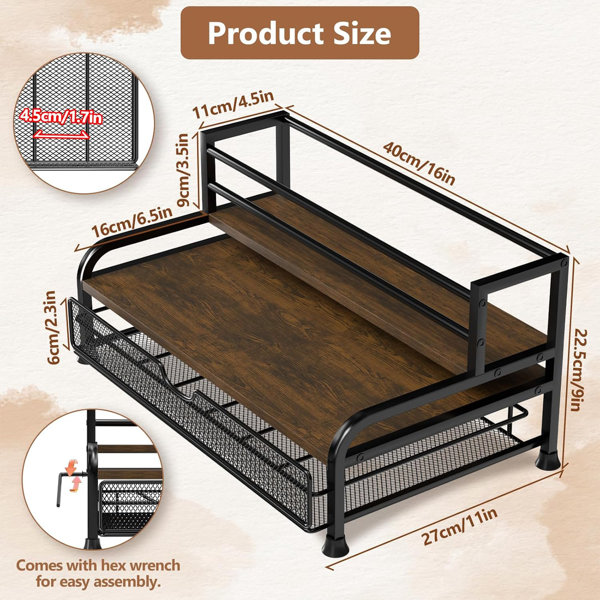 17 Stories Coffee Syrup Rack Organizer, 3-Tier 8 Bottles Coffee Syrup ...