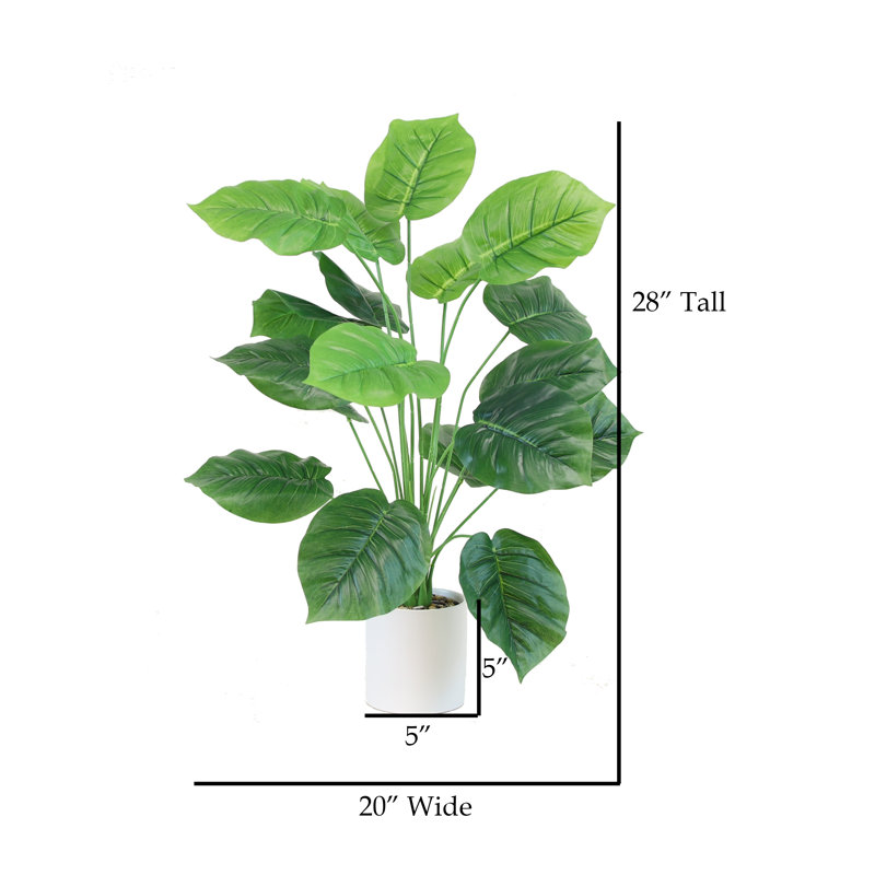 Primrue Riggs 28'' Faux Taro Plant in Ceramic Pot | Wayfair