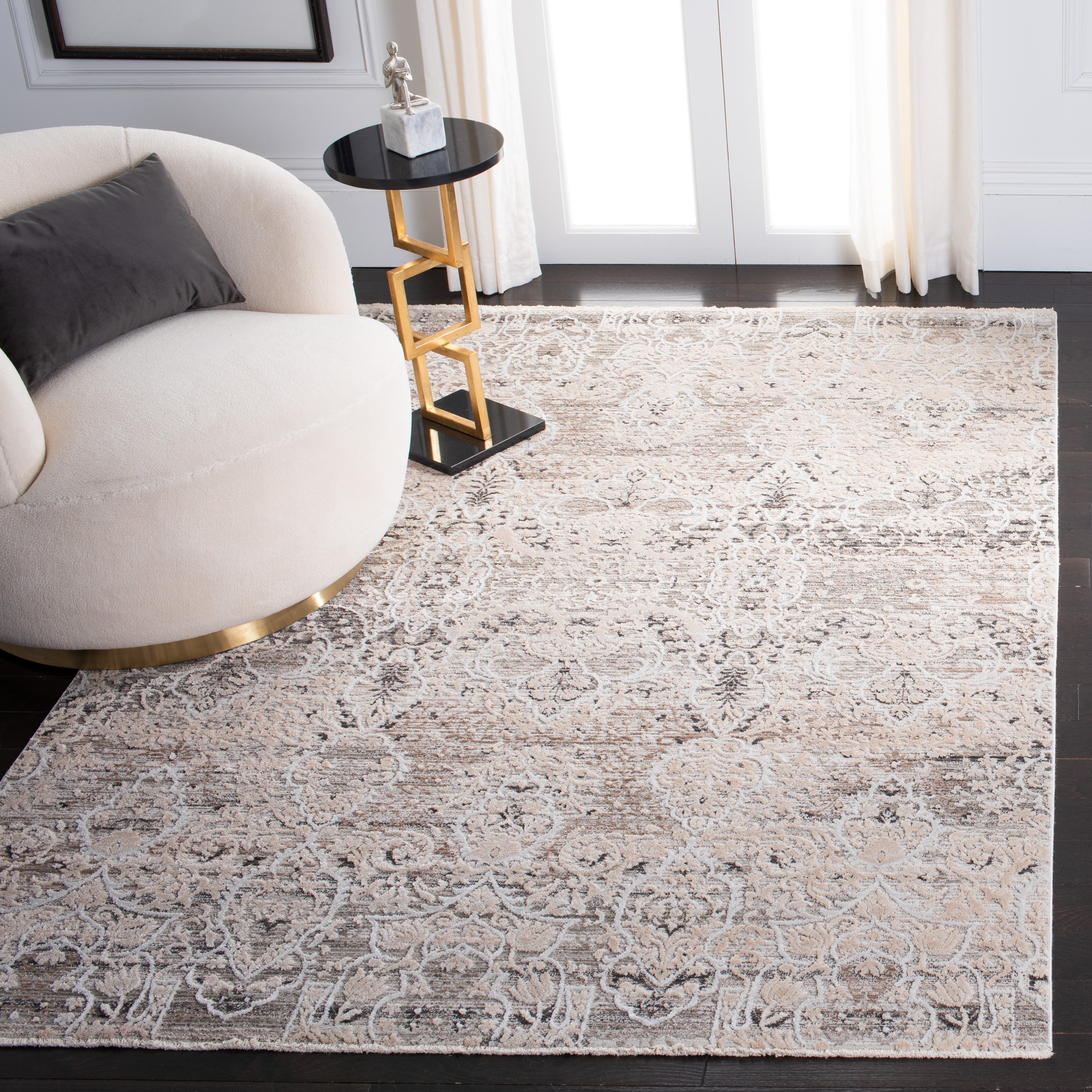 Bungalow Rose Mayflower Performance Damask Rug | Wayfair