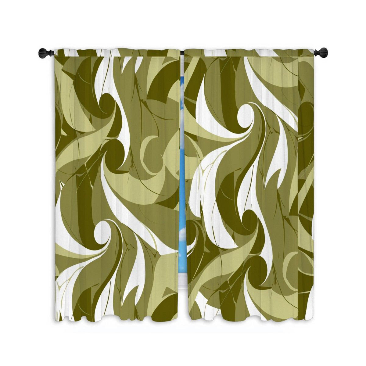 VisionDecor Swirls Window Curtains Artwork Curved lines Drapes - 2 ...
