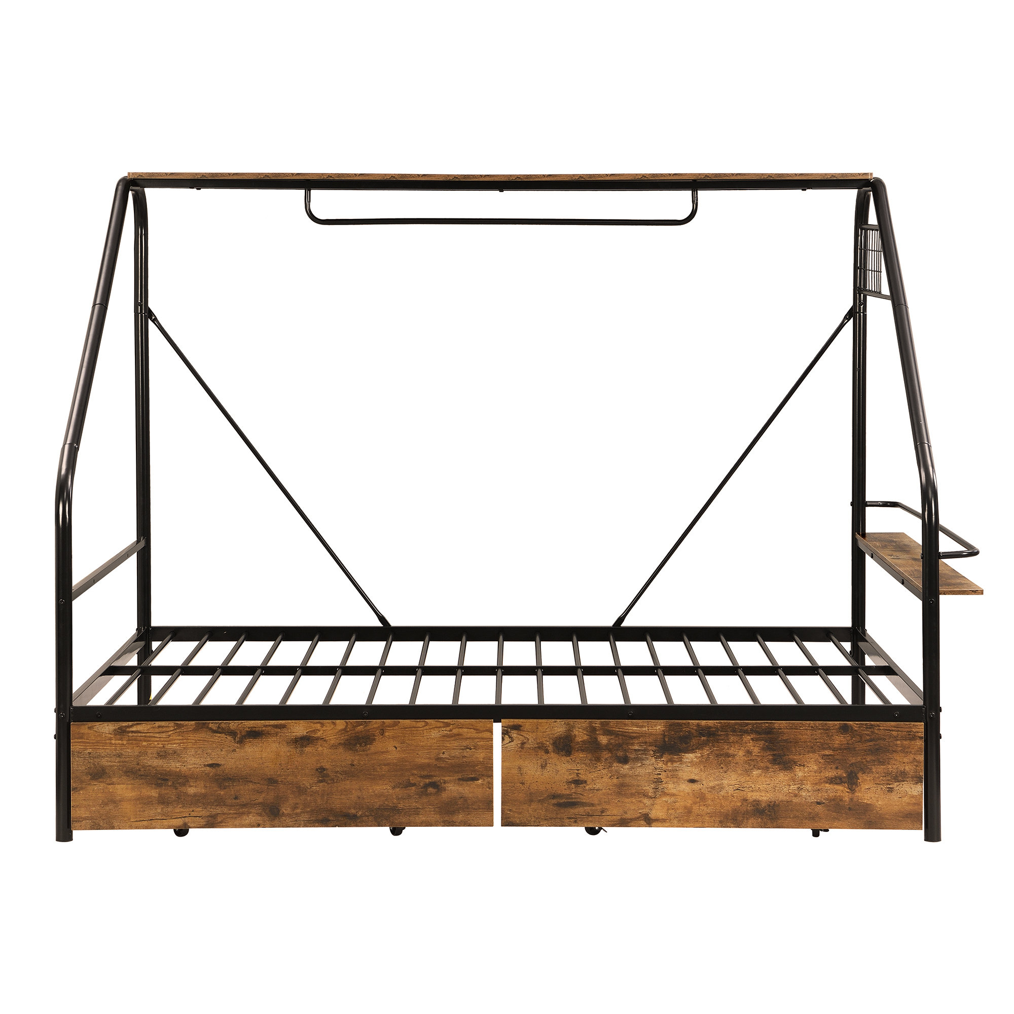 Mason & Marbles Metal Frame Platform Bed with Clothes Rack, Storage ...