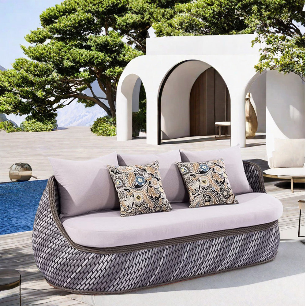 Hokku Designs Tayia 70.87'' Wicker Outdoor Patio Sofa | Wayfair