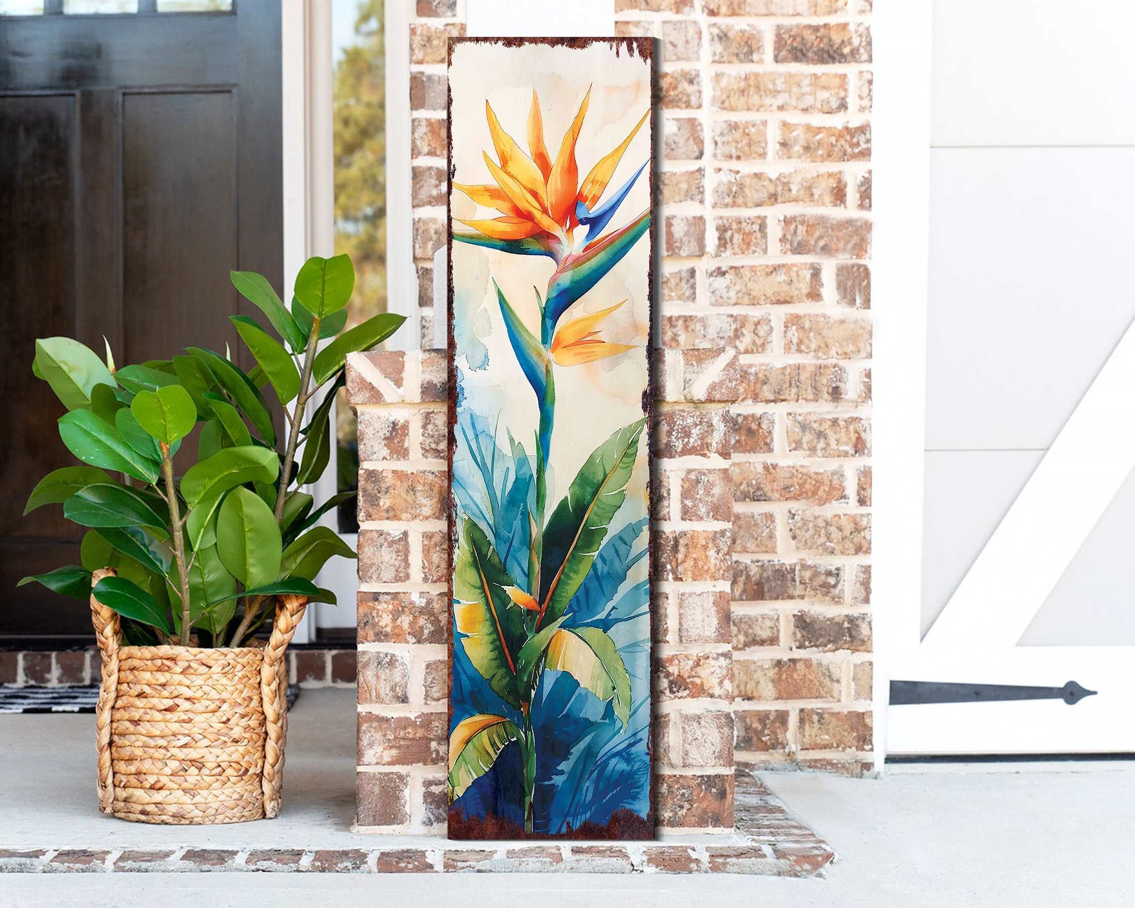 Bay Isle Home™ 36in Summer Watercolor Bird of Paradise Flower Porch ...