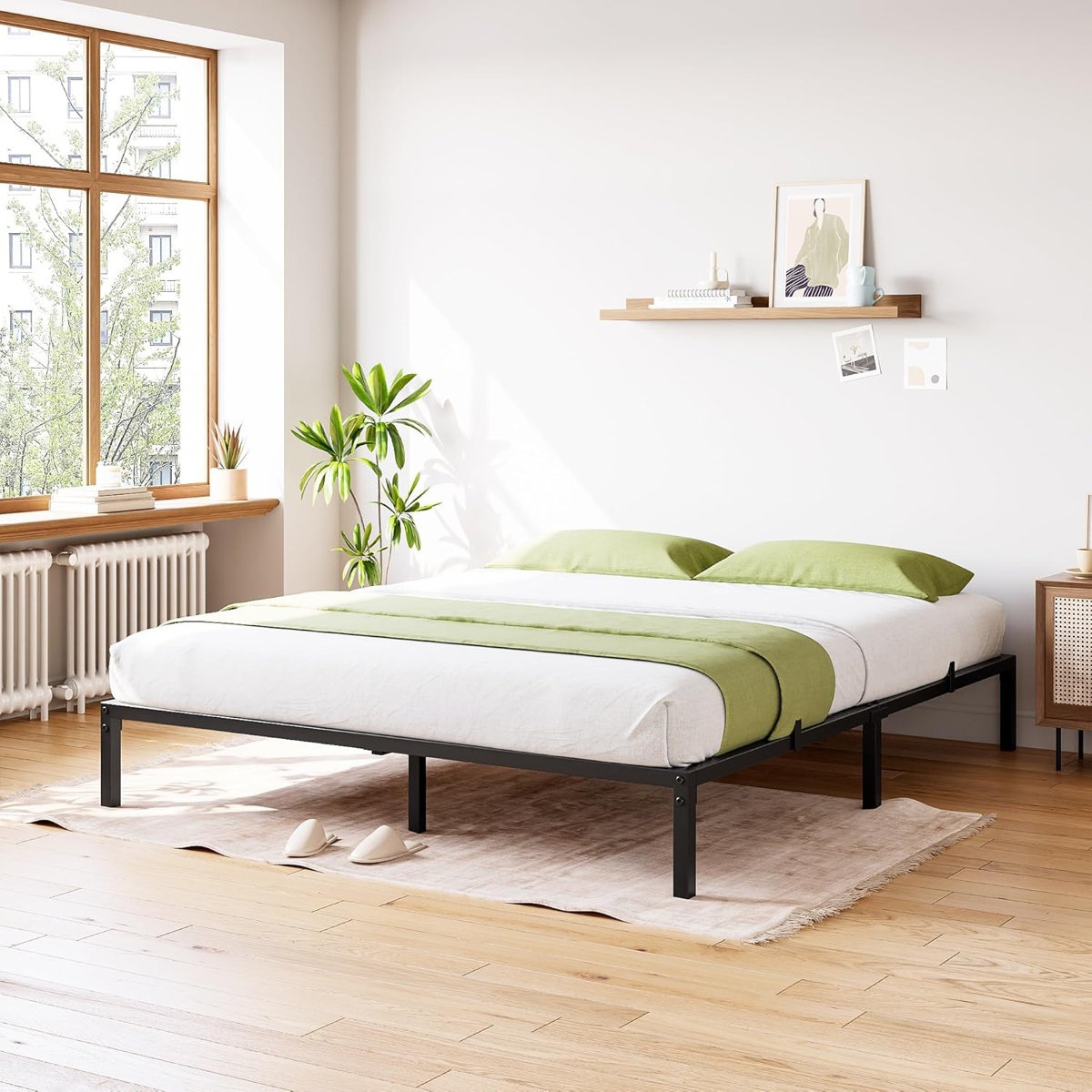 Alwyn Home Bed Frame No Box Spring Needed, Heavy Duty Metal Platform ...