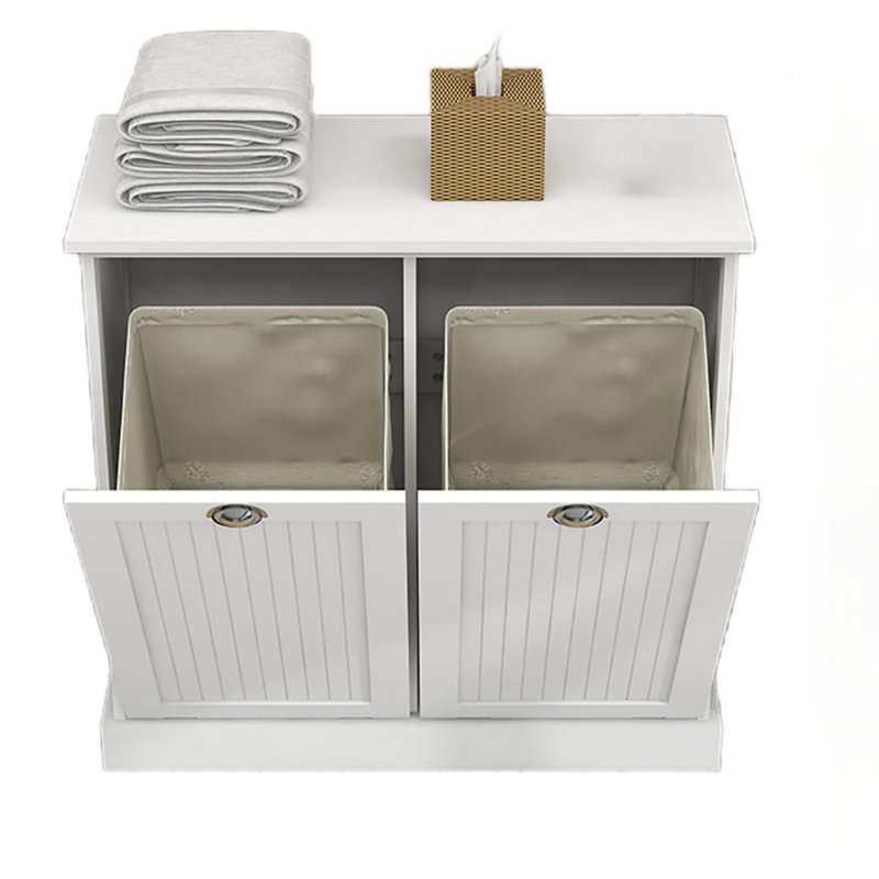 Red Barrel Studio® Wood Cabinet Laundry Hamper with Handles | Wayfair