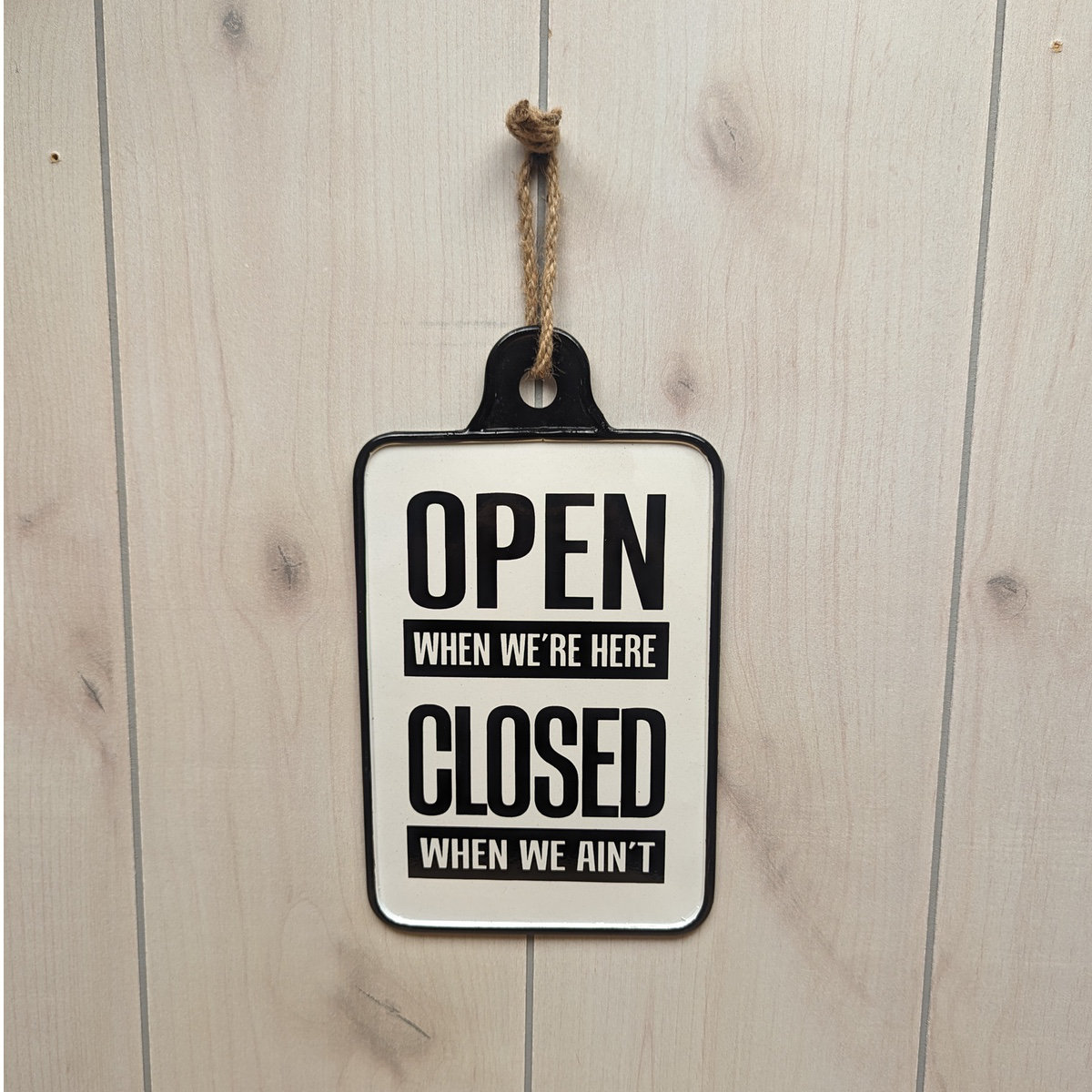 Ophelia & Co. Rustic White Enamel Hanging Rope Open Closed Sign Door ...