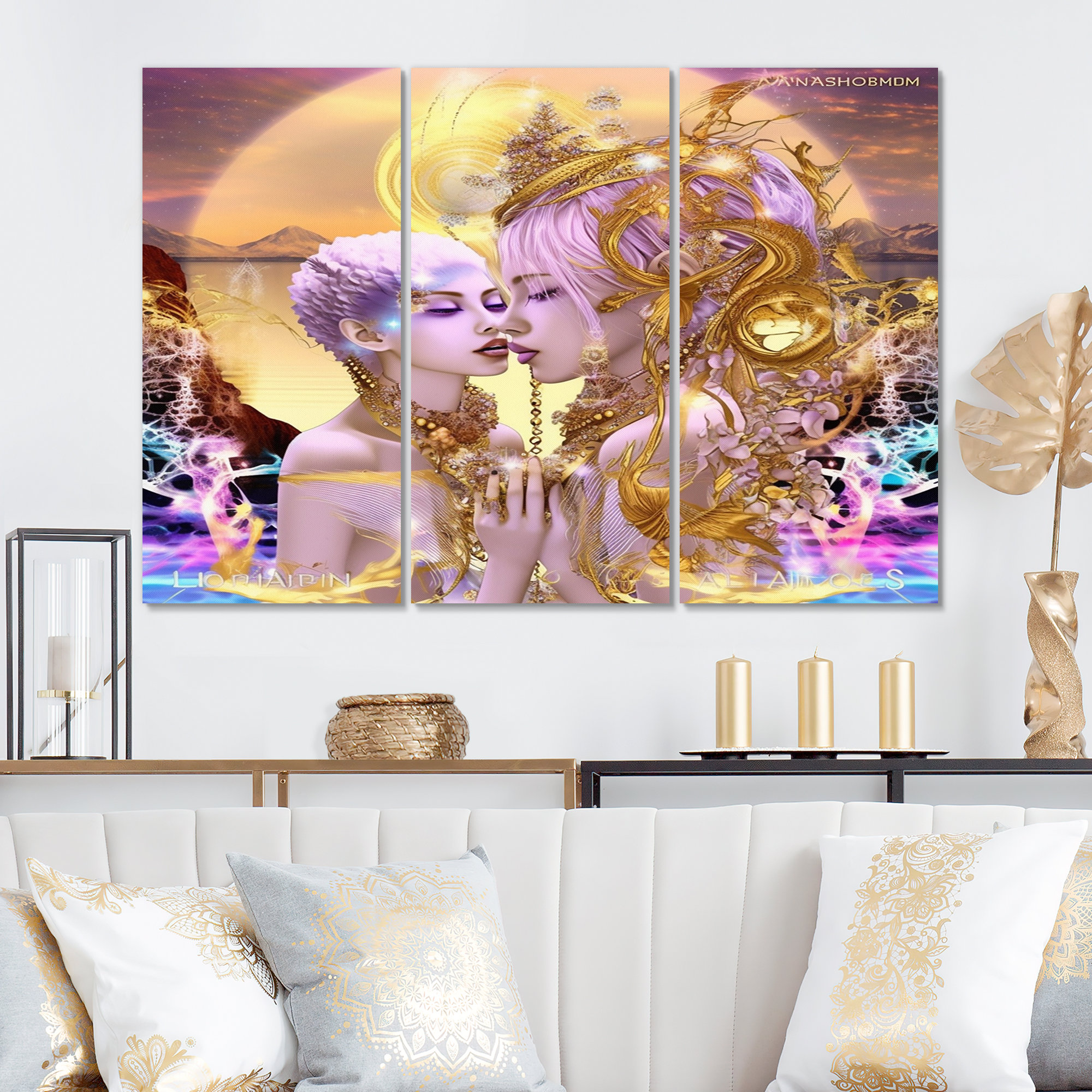 Design Art Pastel Goddess Divine Love I - Couple Wall Decor Set ...