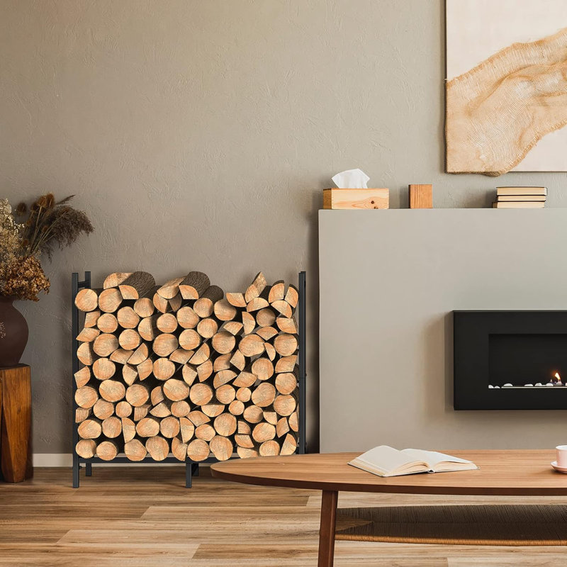 Latitude Run® Firewood Rack Indoor, 2.6Ft Small Fire Wood Log Rack ...