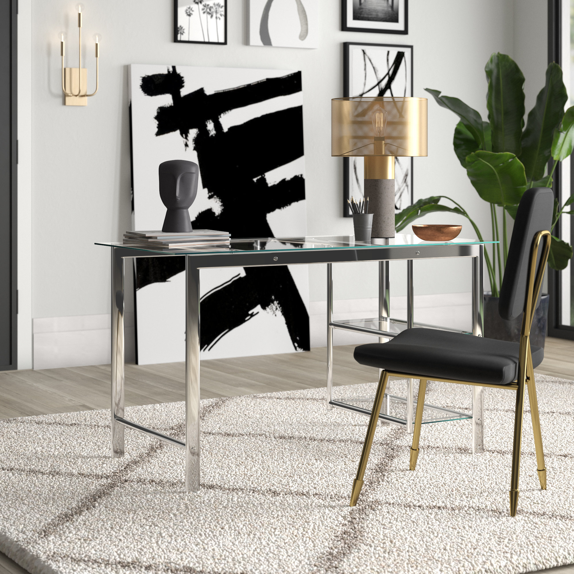 Latitude Run® Merald Glass Desk & Reviews | Wayfair