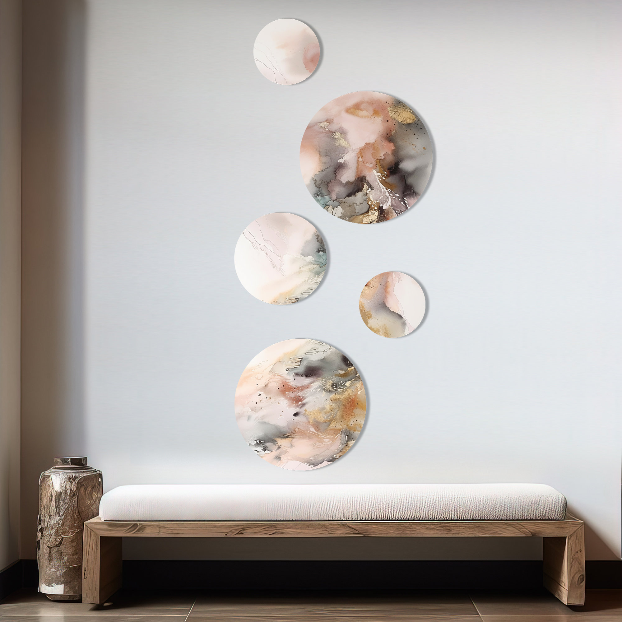 Design Art Grey Gold Delicate Abstract Brushstrokes I - Abstract Marble ...