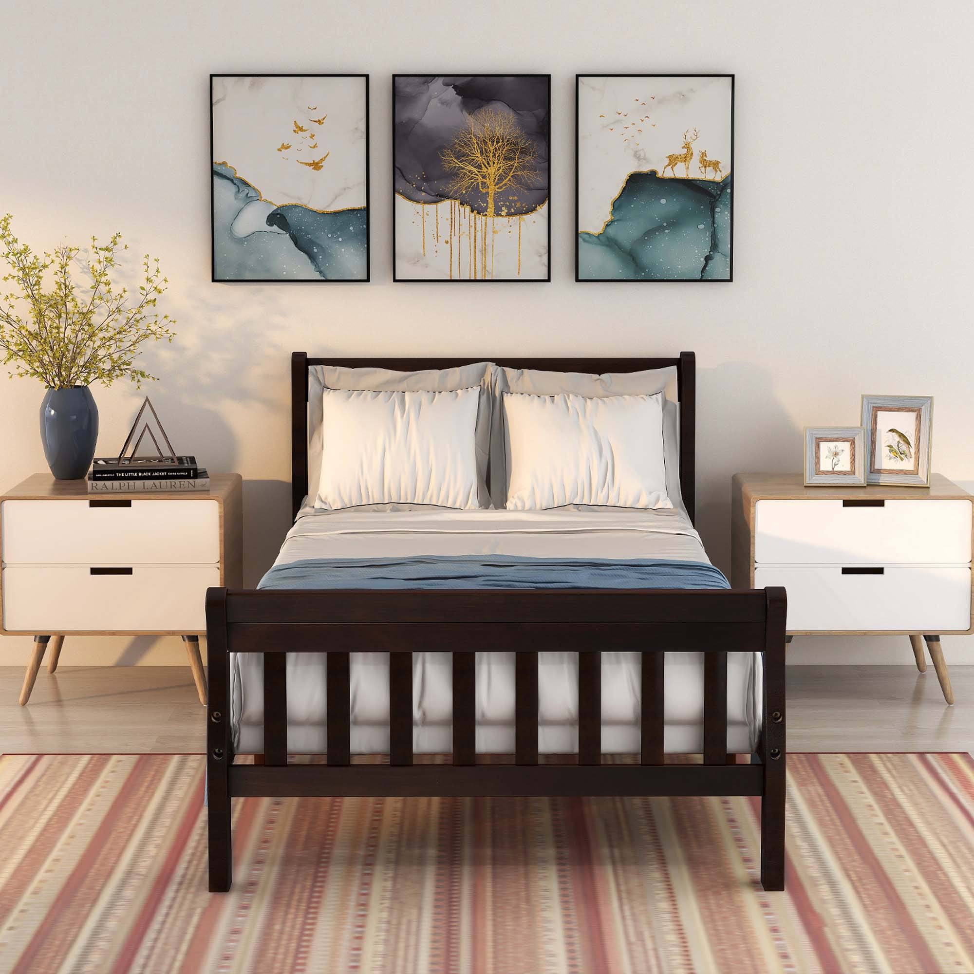 Alcott Hill® Wood Sleigh Bed Twin Bed Frame | Wayfair