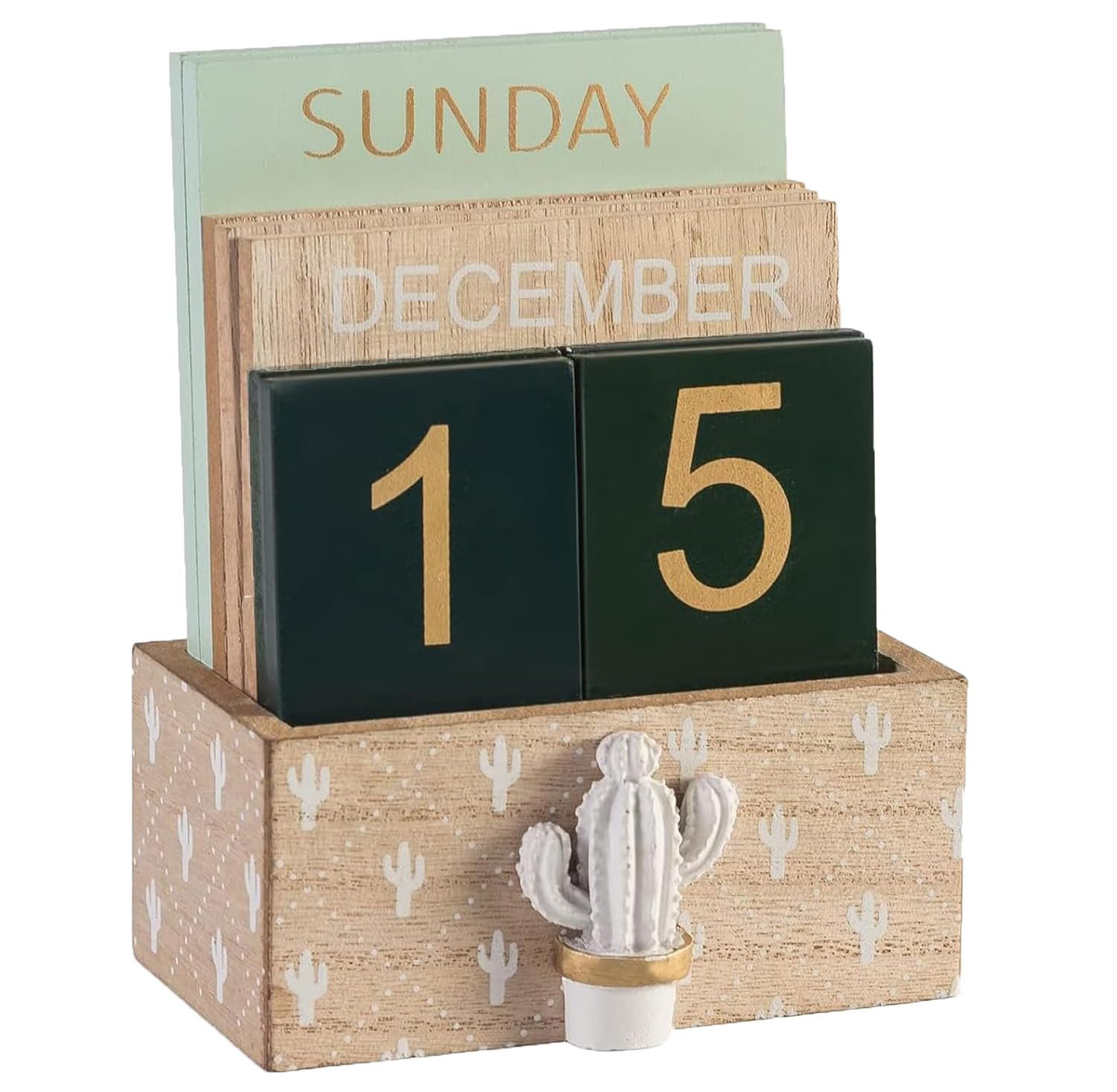 George Oliver Perpetual Desk Calendar, Wooden Calendar Retro Office ...
