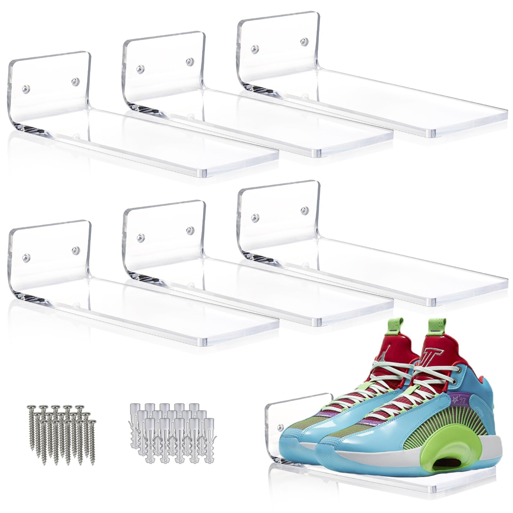 Rebrilliant Floating Shoe Display Shelves For Wall Mount Set Of 6 ...