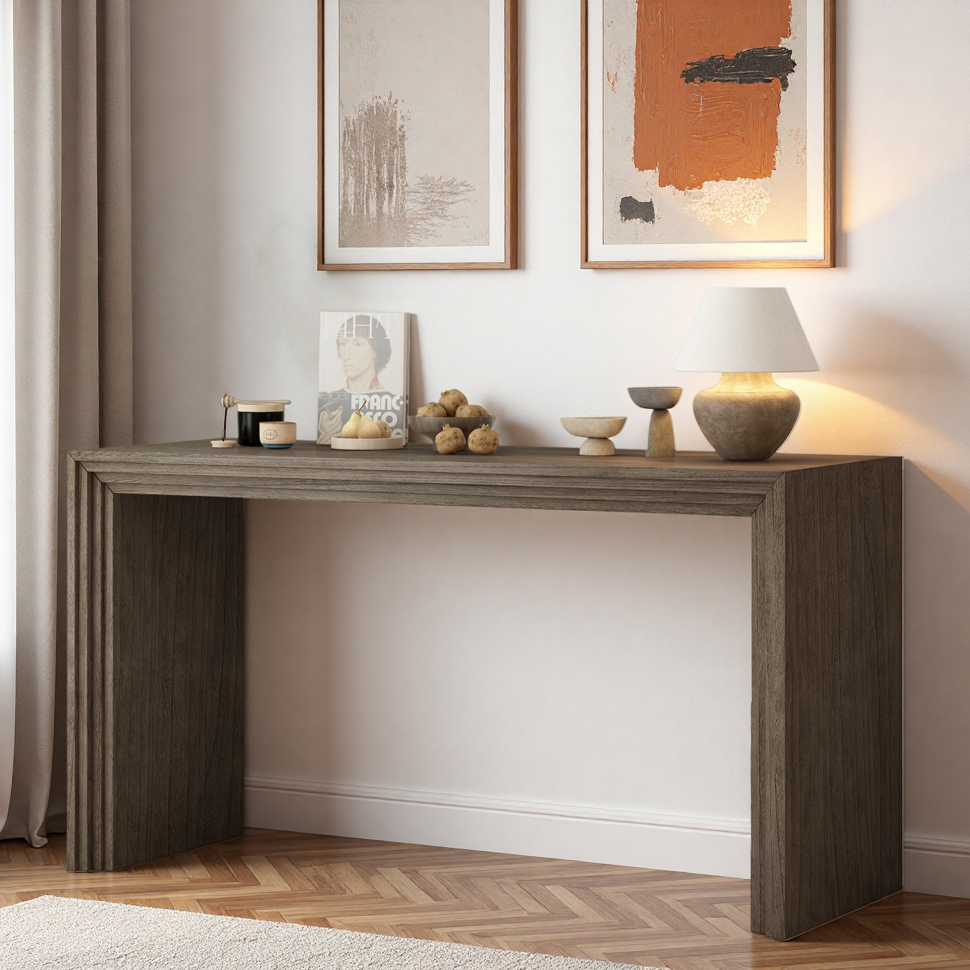 Latitude Run® Modern Style Console Table With Unique Striped Design ...