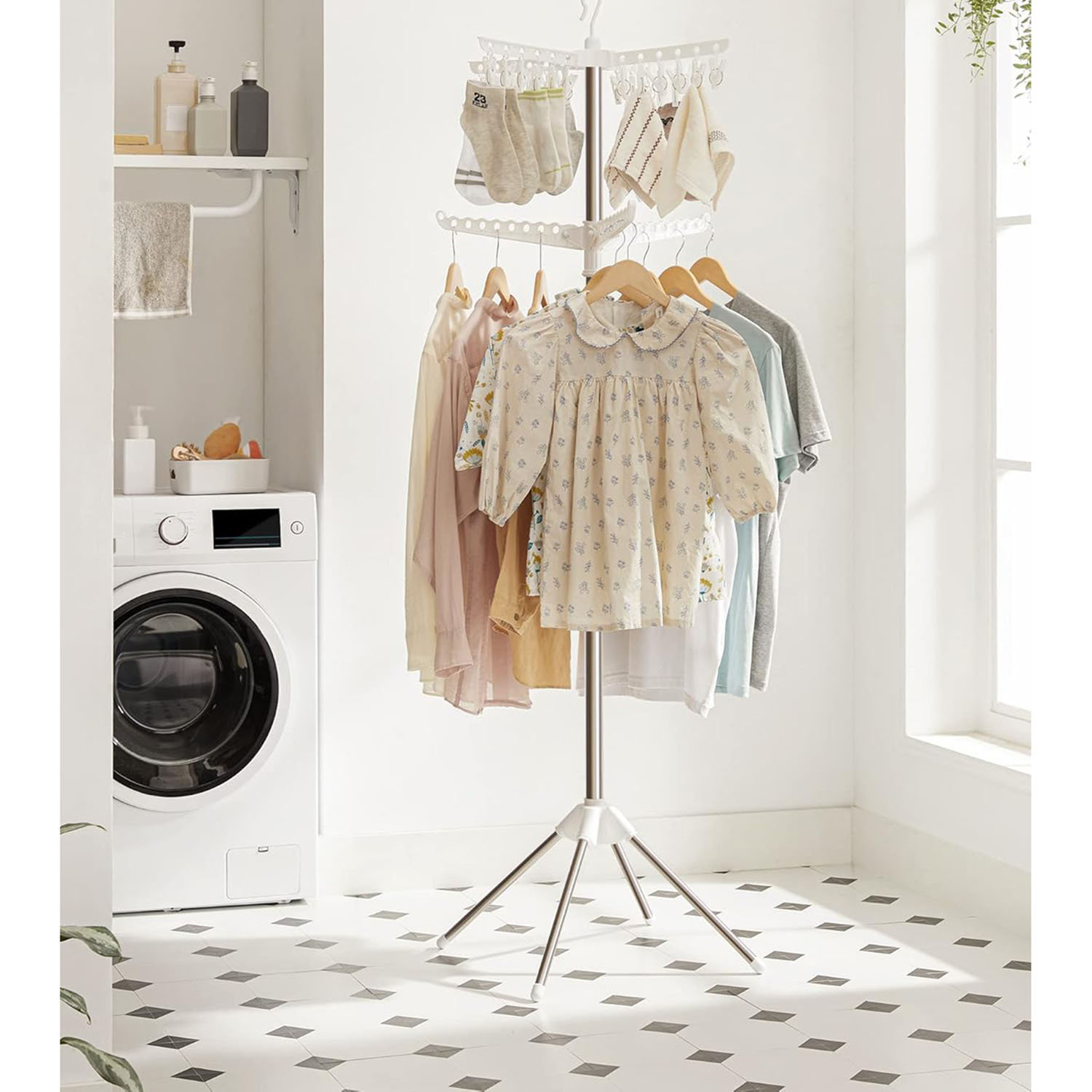 Rebrilliant 2-Tier Clothes Drying Rack, Folding Laundry Drying Rack ...