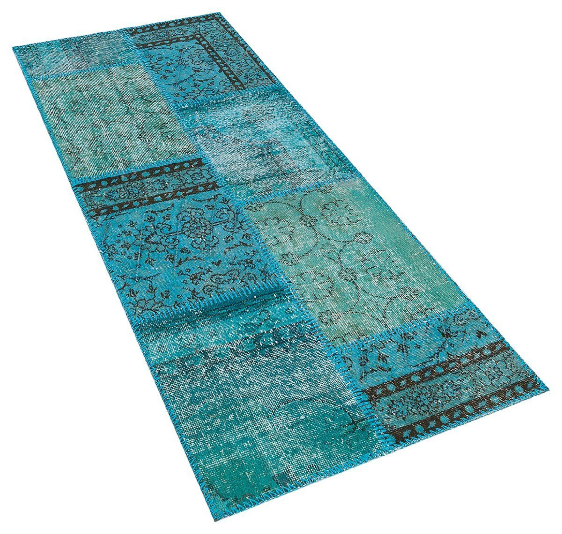 Isabelline Modern Kabishayan Handmade Turquoise Runner Area Rug | Wayfair