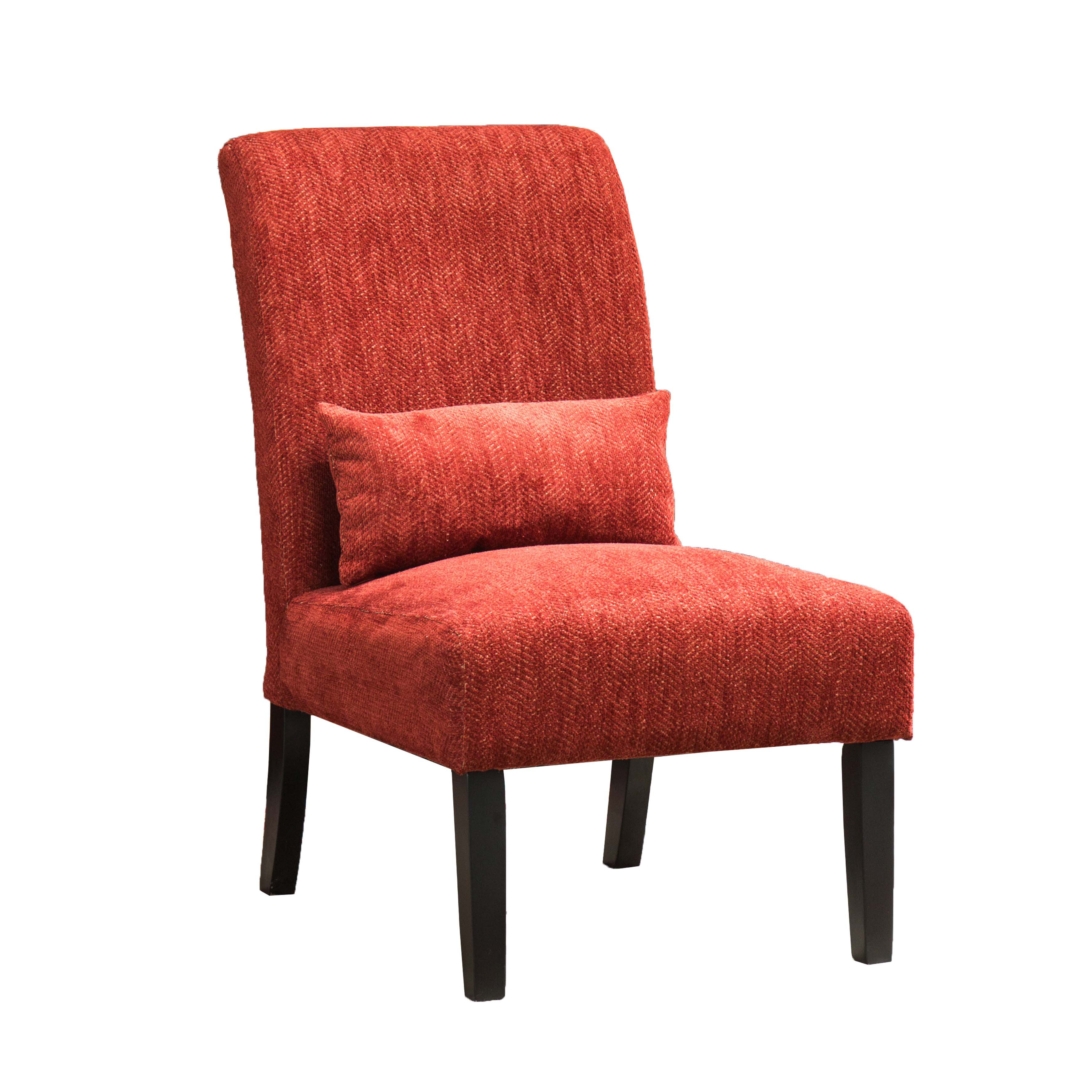 Winston Porter Pisano Chenille Fabric Armless Accent Chair with Pillow ...
