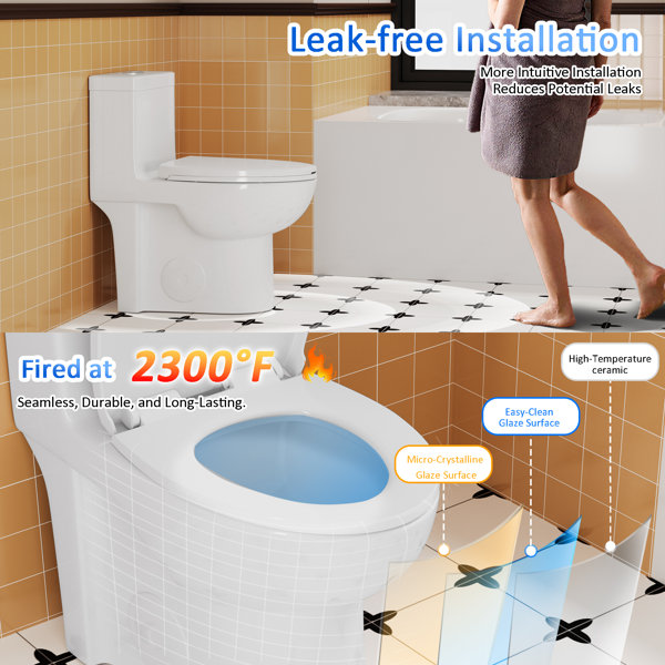 J&S HOME Dual-Flush One Piece Toilet – 1.1/1.6 GPF, Comfort Height ...