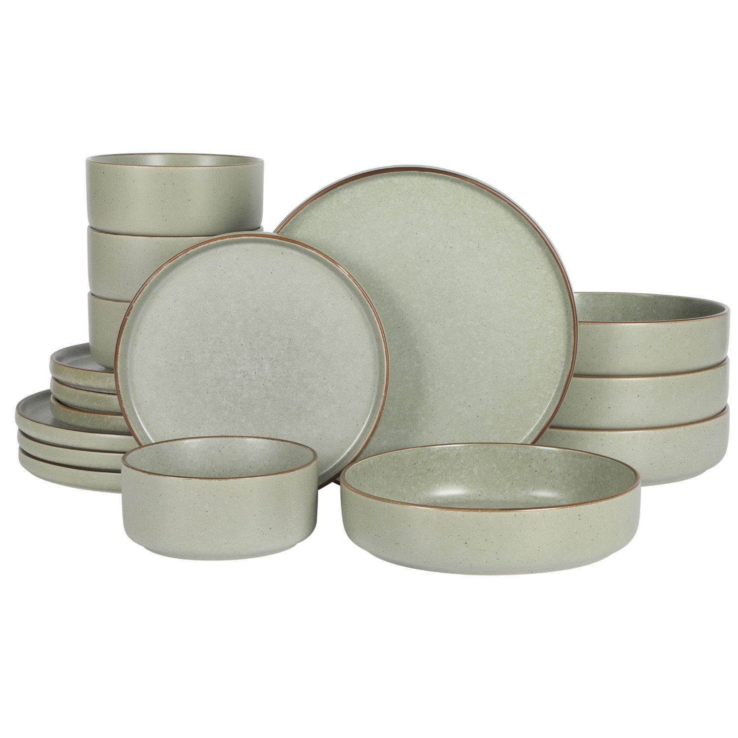Gibson Elite Gelston Stoneware Matte Reactive Glaze 16 Piece Plates and ...