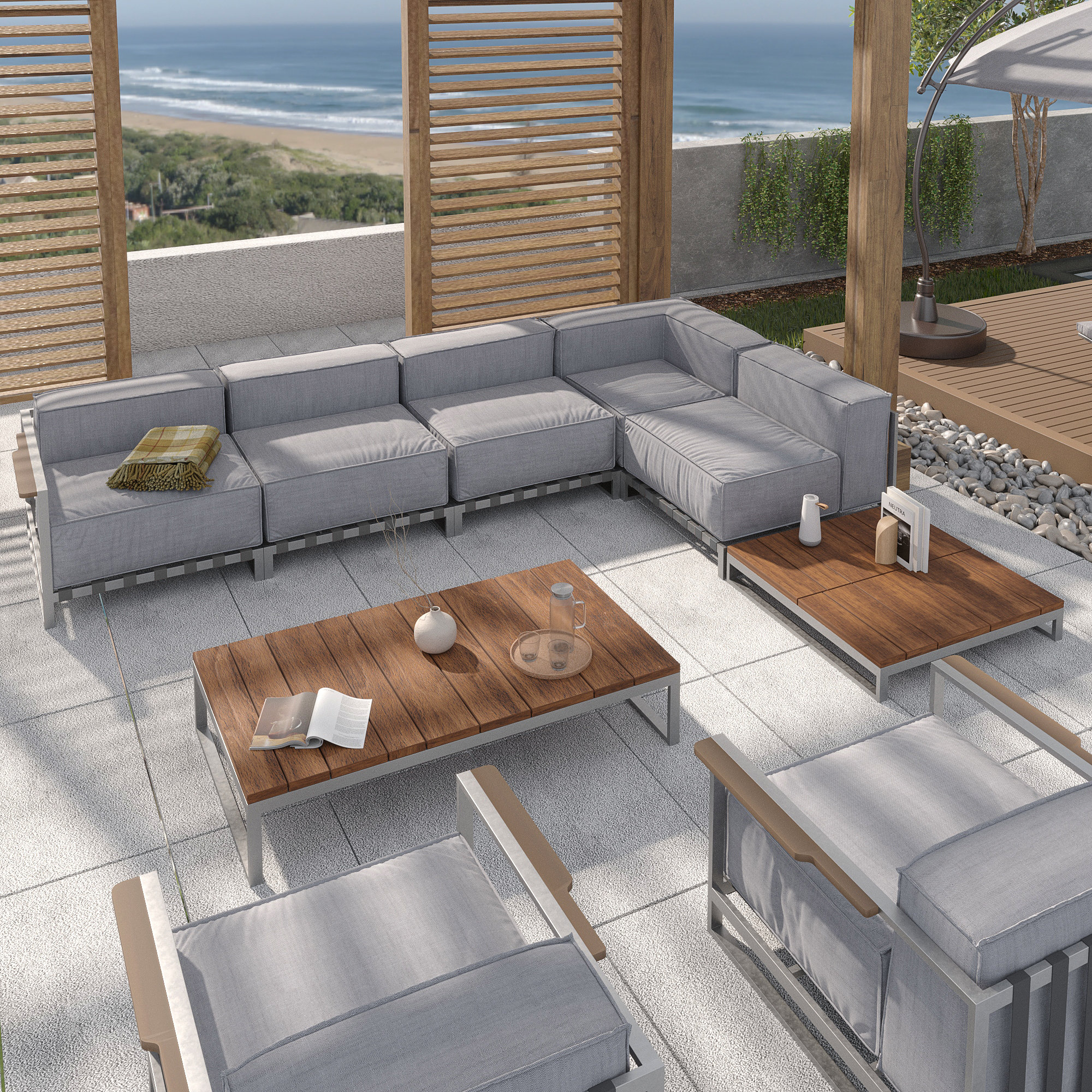 OUTSY Sunrise 6 - Person Outdoor Seating Group with Sunbrella Cushions ...