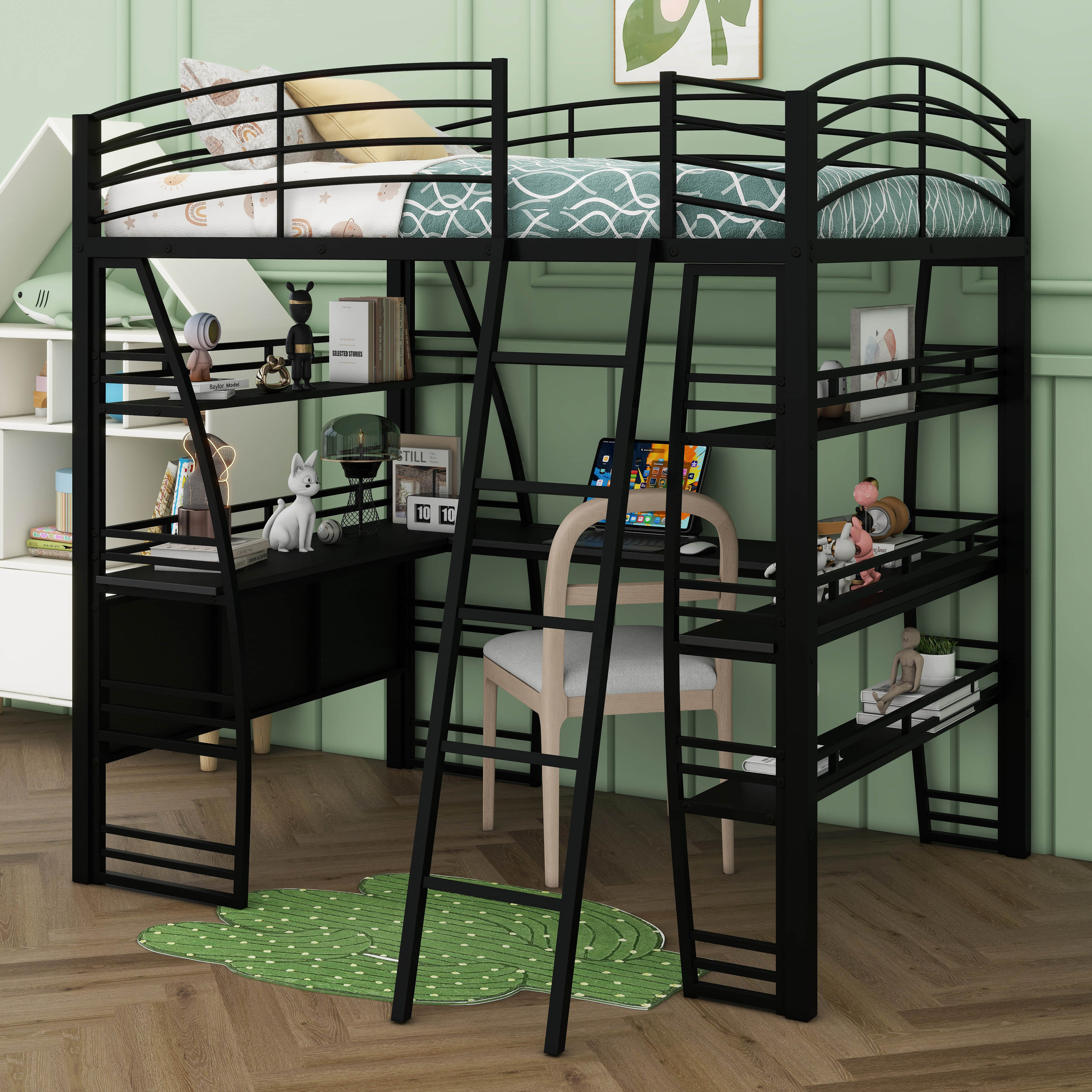 Isabelle & Max™ A Full-Sized Loft Bed With An L-Shaped Desk And Four ...