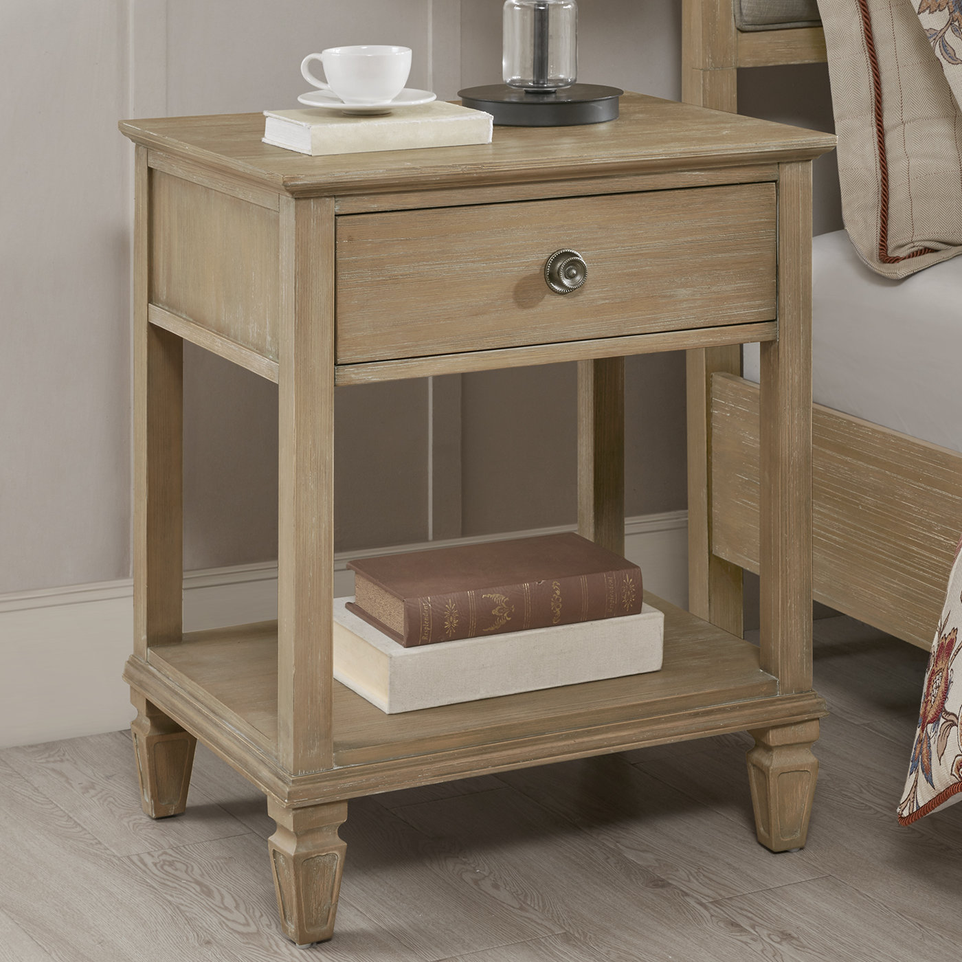 Canora Grey VIctoria One-Drawer Wood Bedside Table with Shelf & Reviews ...