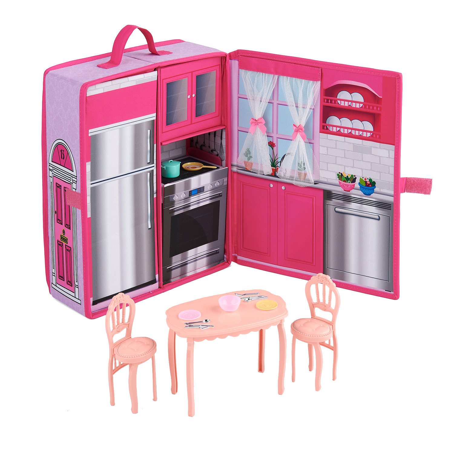 Badger Basket Home & Go Doll Kitchen with Storage for 12-inch Dolls ...