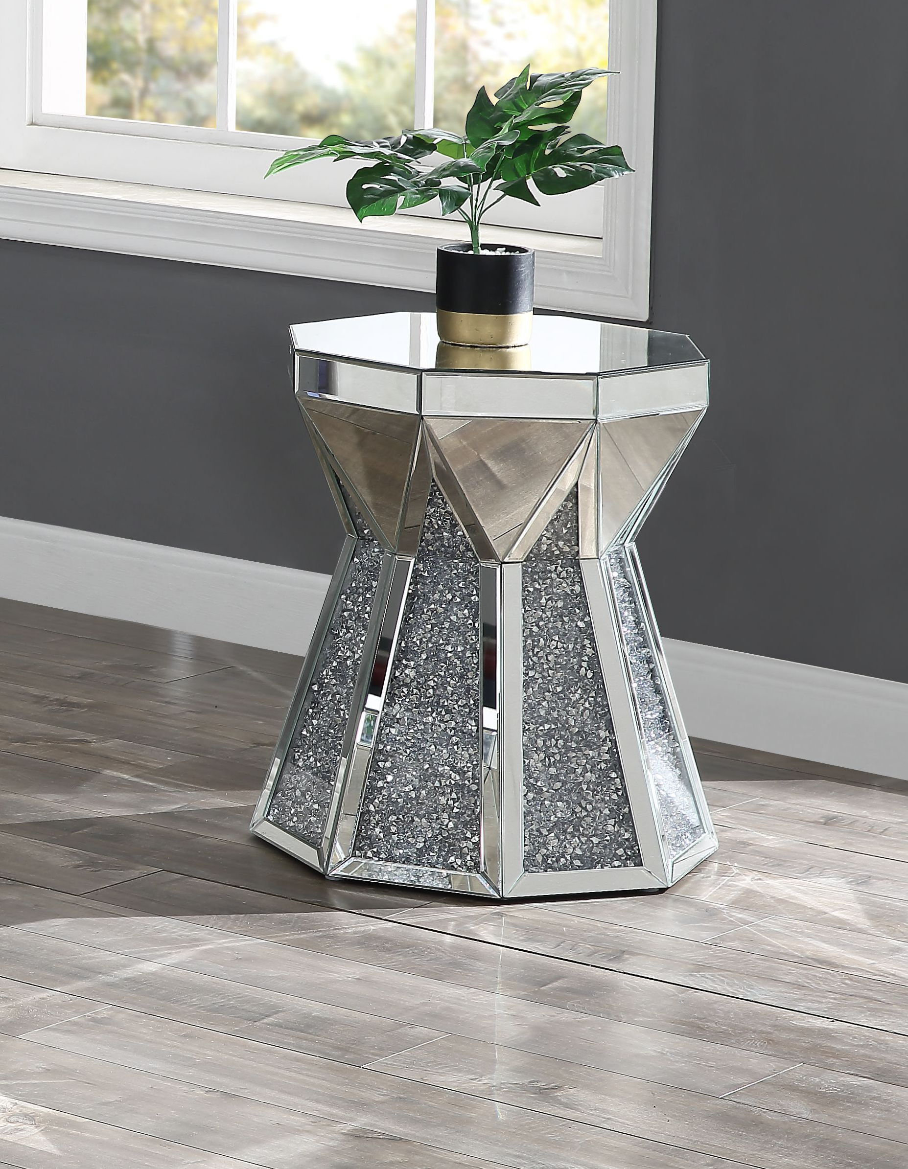 AndrewHomeStudio Hedda Mirrored Glass Top End Table | Wayfair